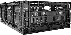 Amazon.com: JEZERO Medium Collapsible Plastic Storage Crate – Stackable ...