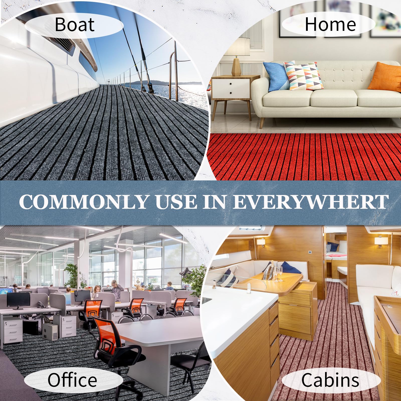 KXKZREN Boat Flooring Polyester Marine Carpet 2ft x 5ft Non-Slip ...