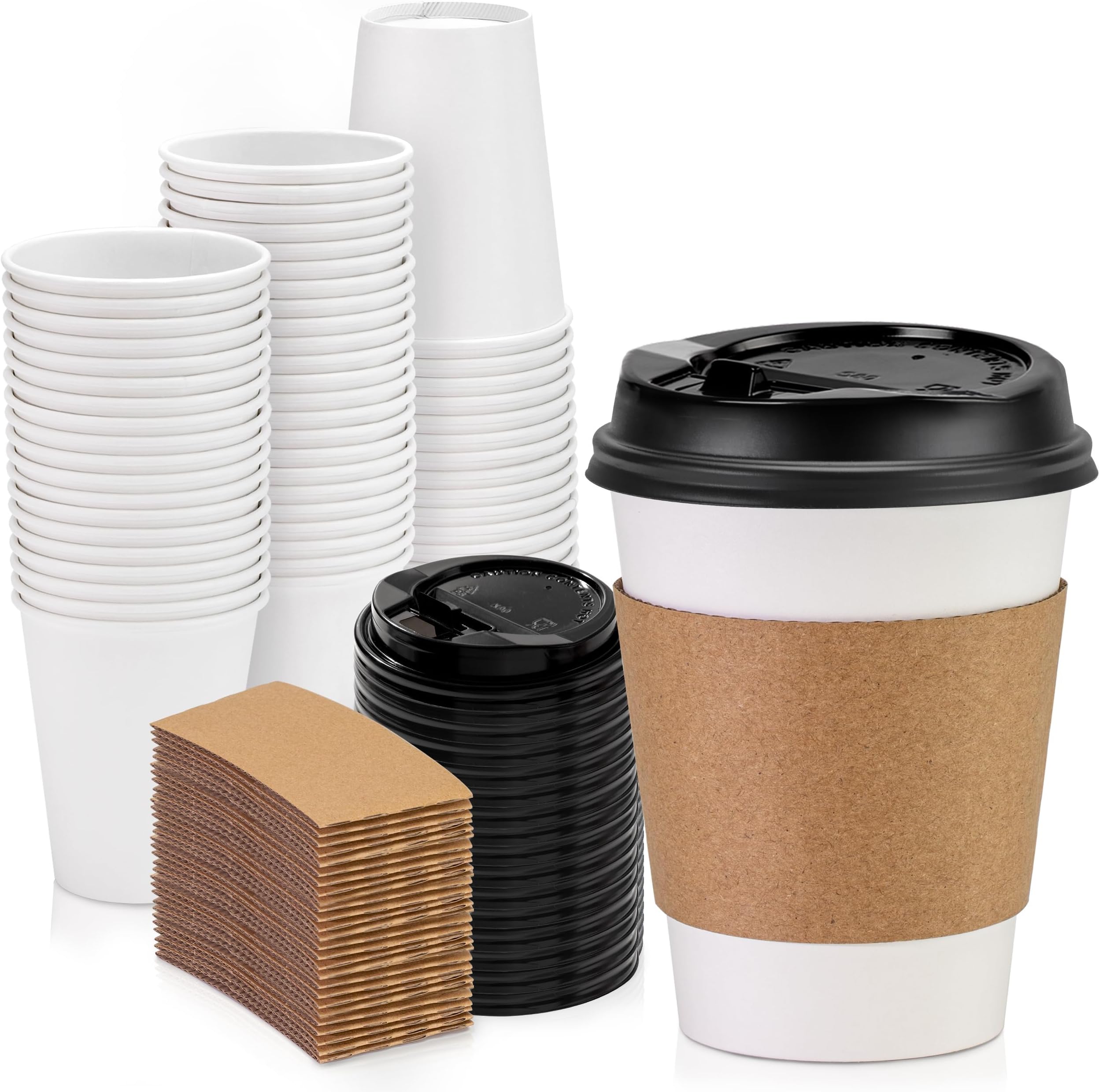 Amazon.com: FIFWVGP 100 Pack 12 oz Disposable Coffee Cups with Lids ...