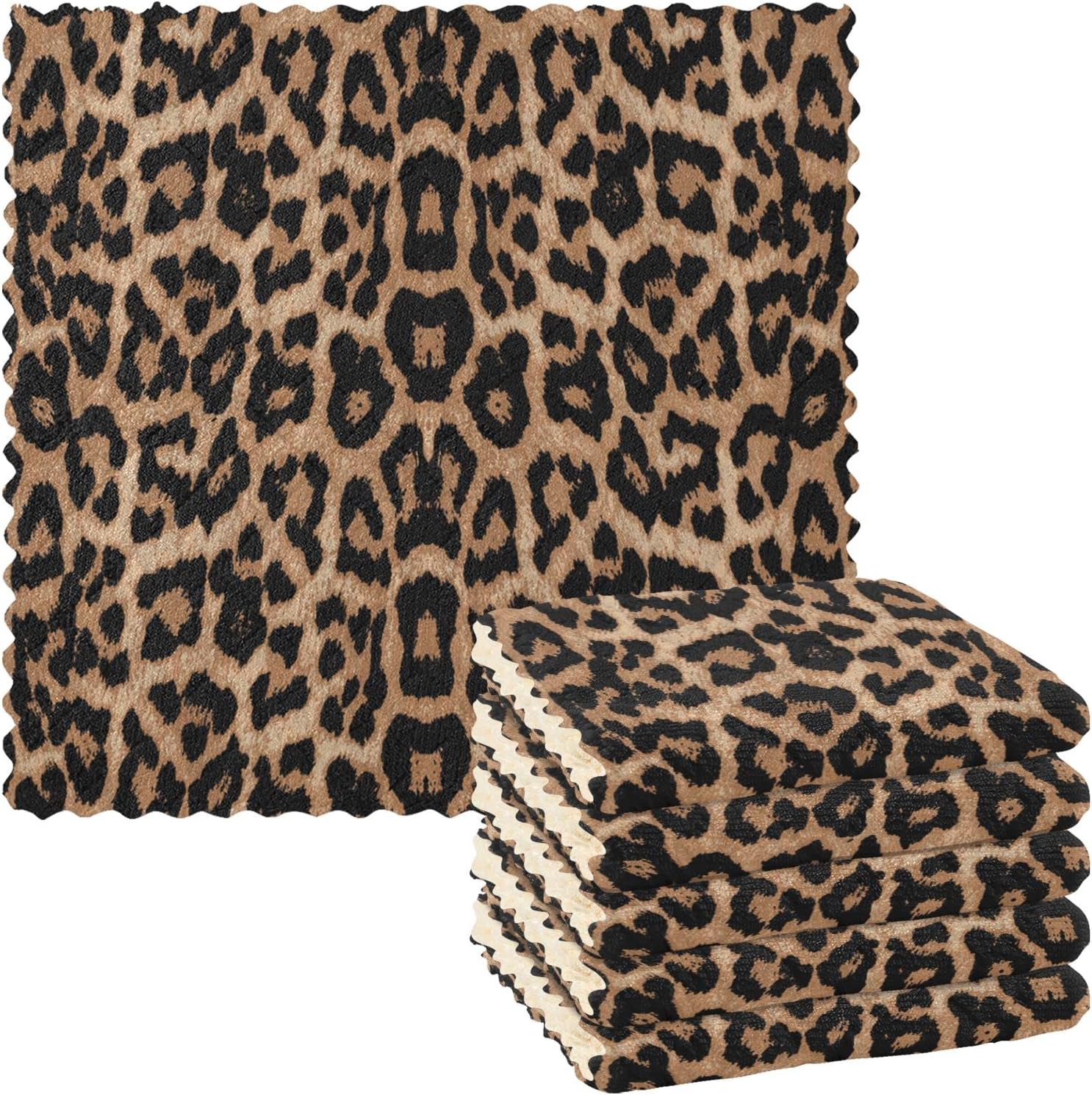 Amazon.com: senya 6 Pack Dish Cloths Dish Towels Cheeteh Leopard Print ...