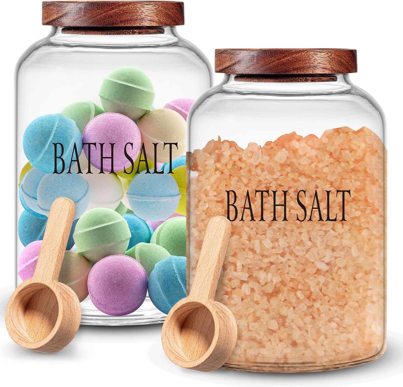 Amazon.com: Glass Bath Salt Jar with Wooden Scoop for Bath Salt, Bath ...