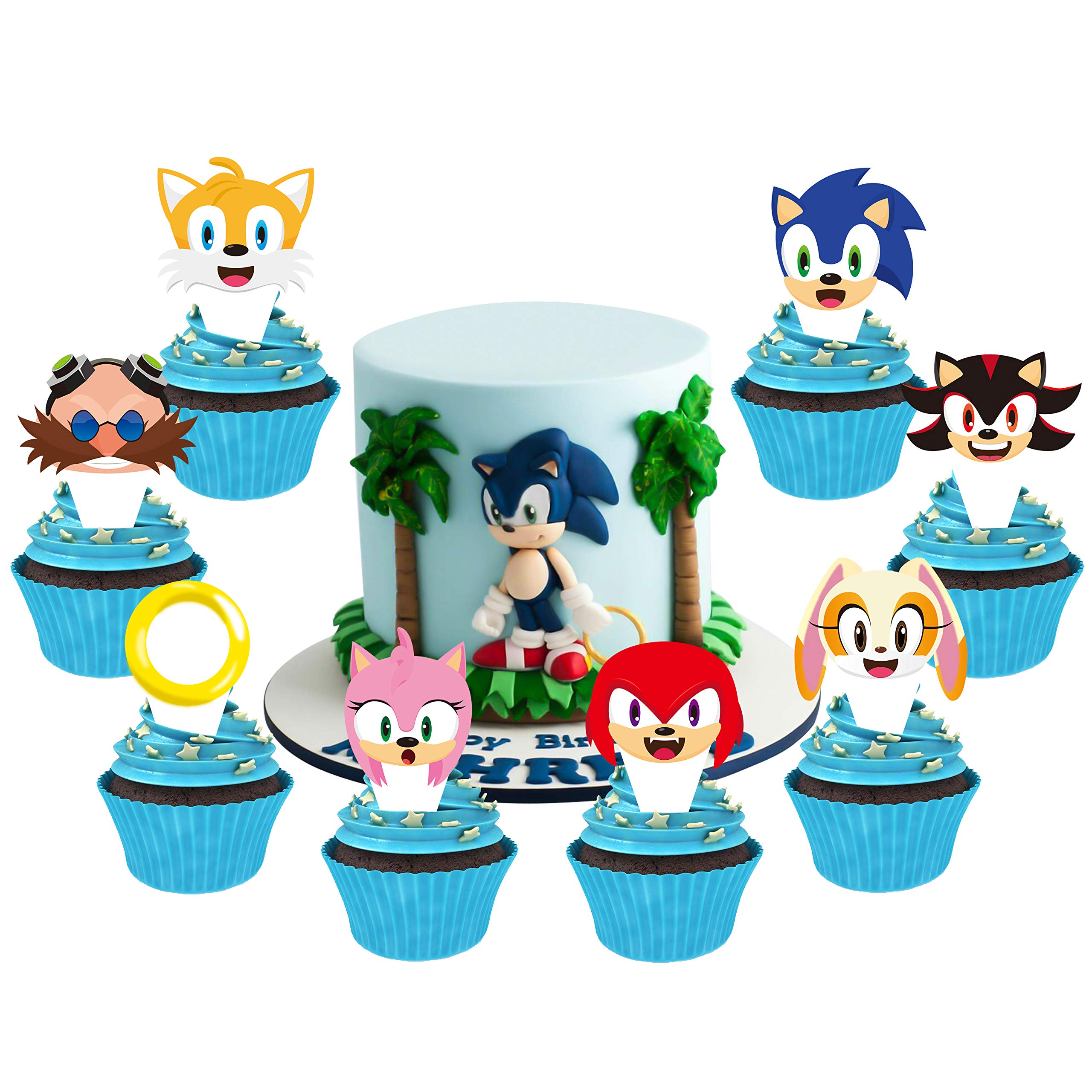 49 Pcs Sonic Cake Toppers Sonic Themed Party Cake Decorations ...