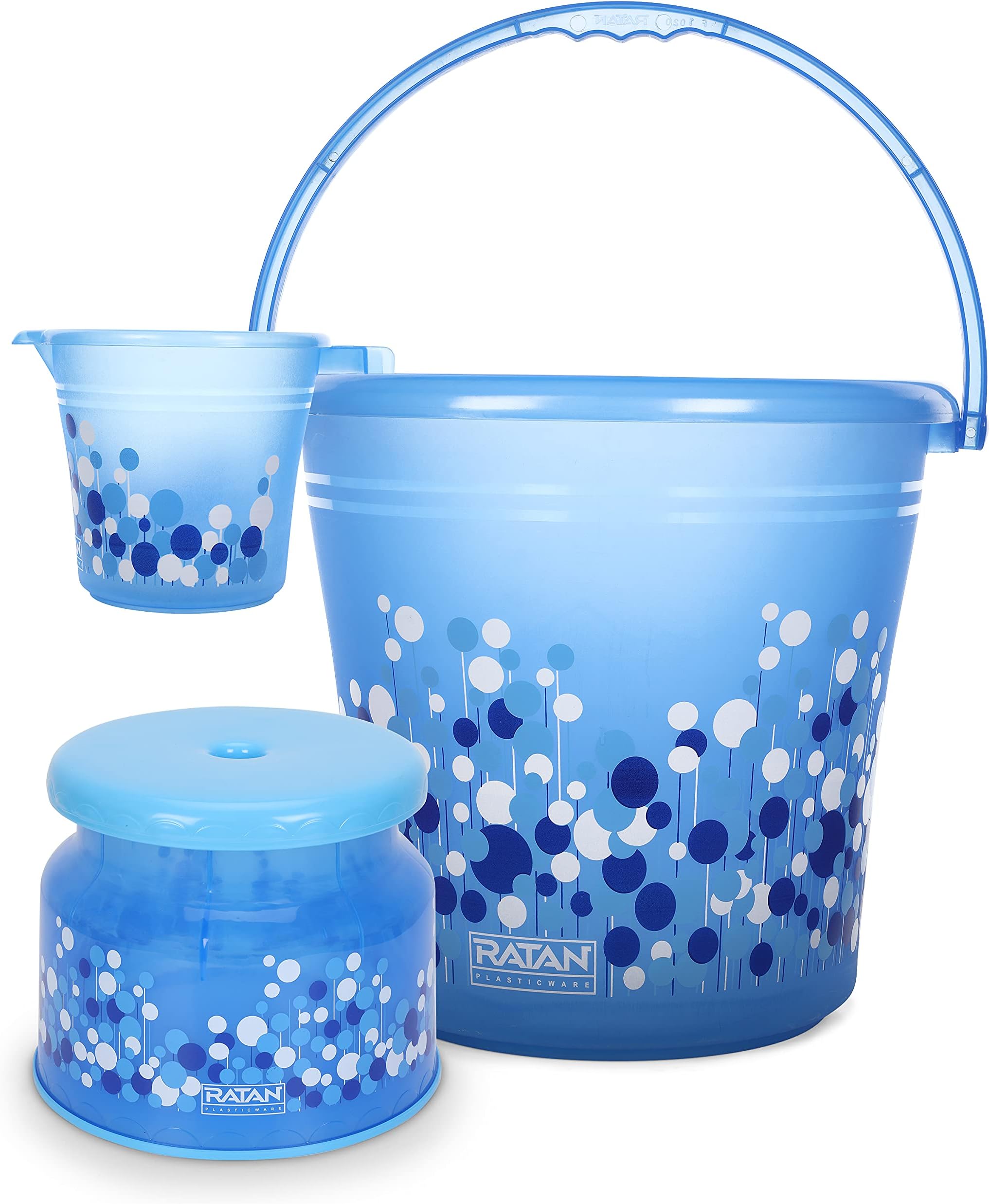 RATAN PLASTICWARE Plastic Bathroom Set of 3 Combo with (16L Bucket X 1 ...