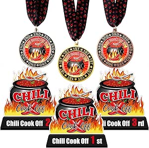 Amazon.com : 6 Pcs Chili Cook Off Trophies Medals Chili Cook Off Prizes ...