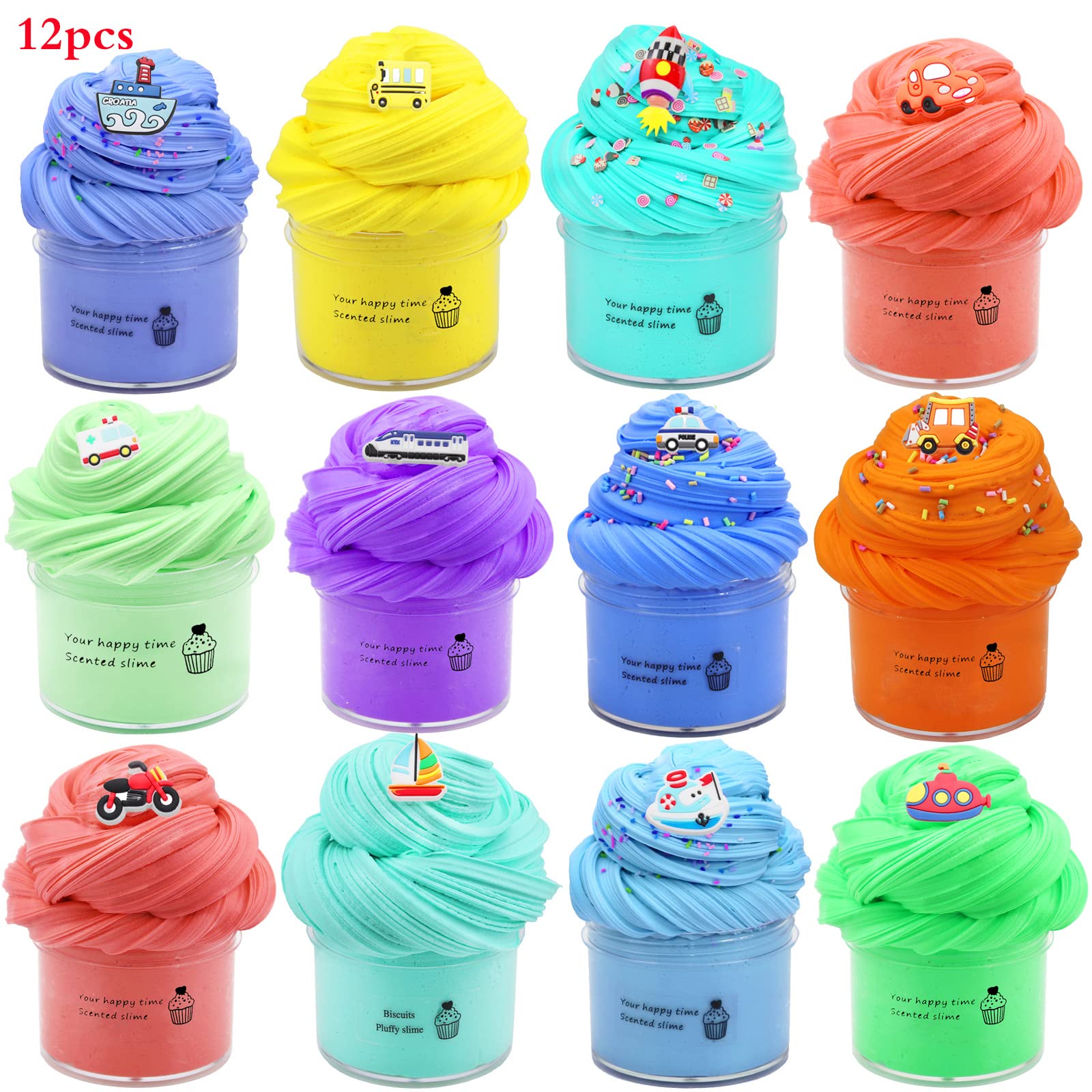 Buy 12 Pack Transportation Butter Slime Kit, Car Slime, Boat Slime ...