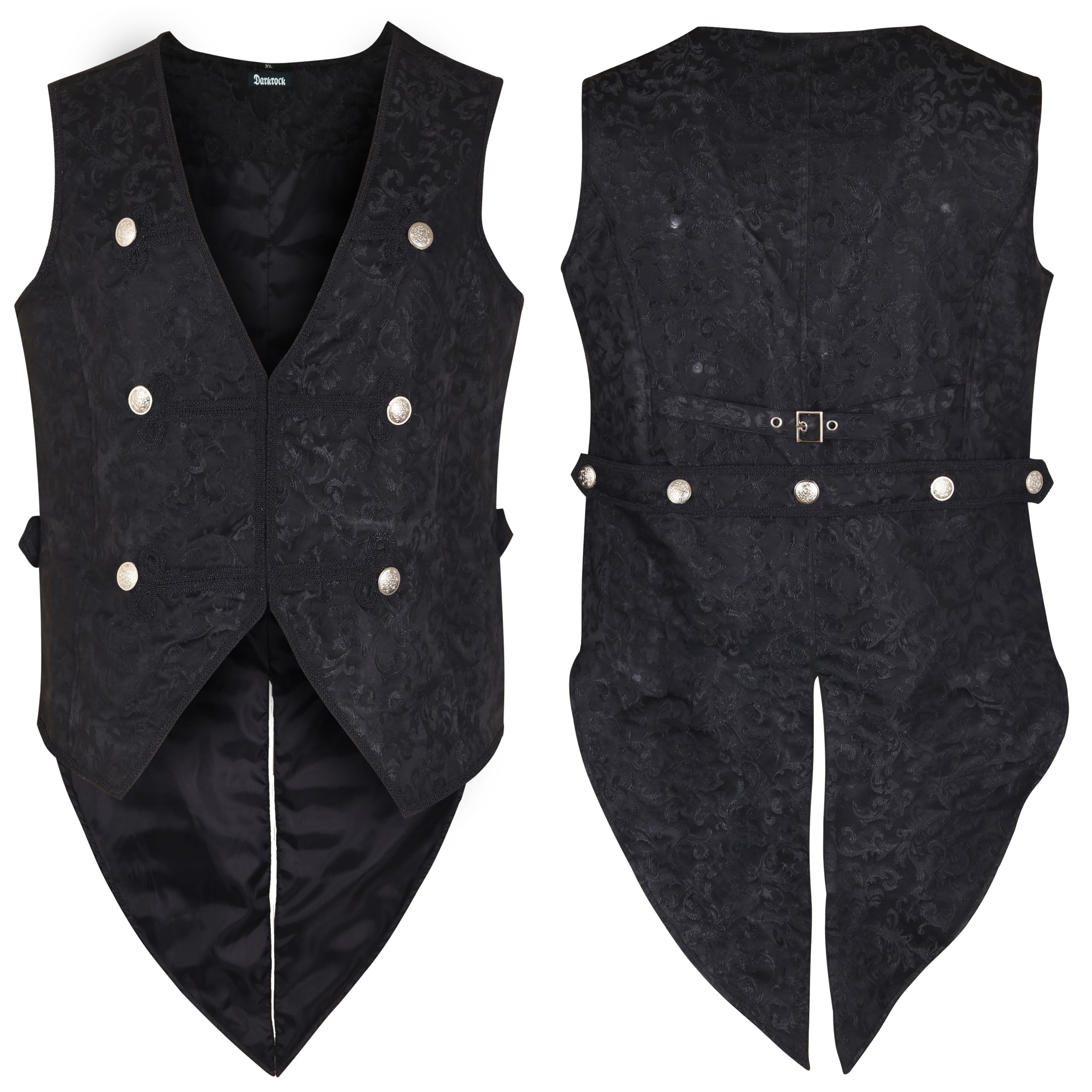 Snapklik.com : Mens Black Vest Waistcoat Tailcoat Black Brocade Damask ...