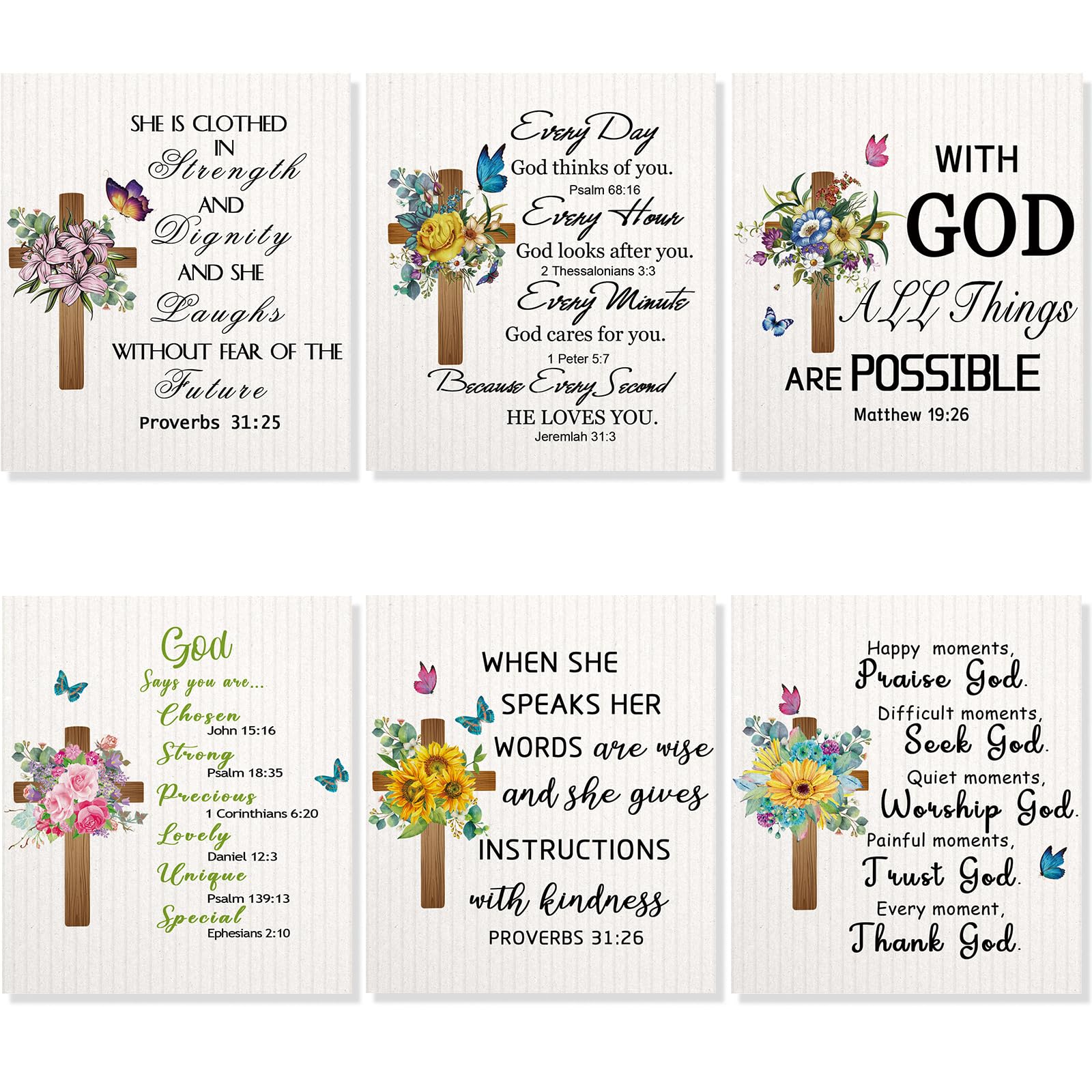 Amazon.com: 6 Pcs Christian Kitchen Towels Swedish Christmas Dishcloths ...