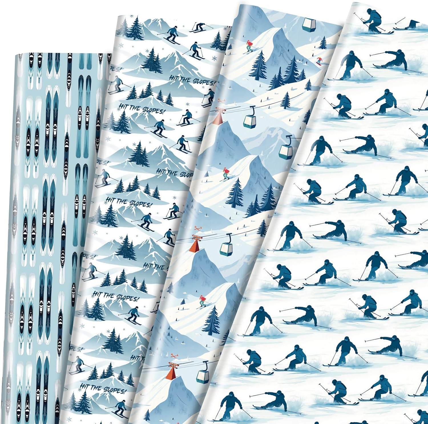 Amazon.com: Skiing Wrapping Paper 12 Sheets Ski Themed Gift Wrap ...