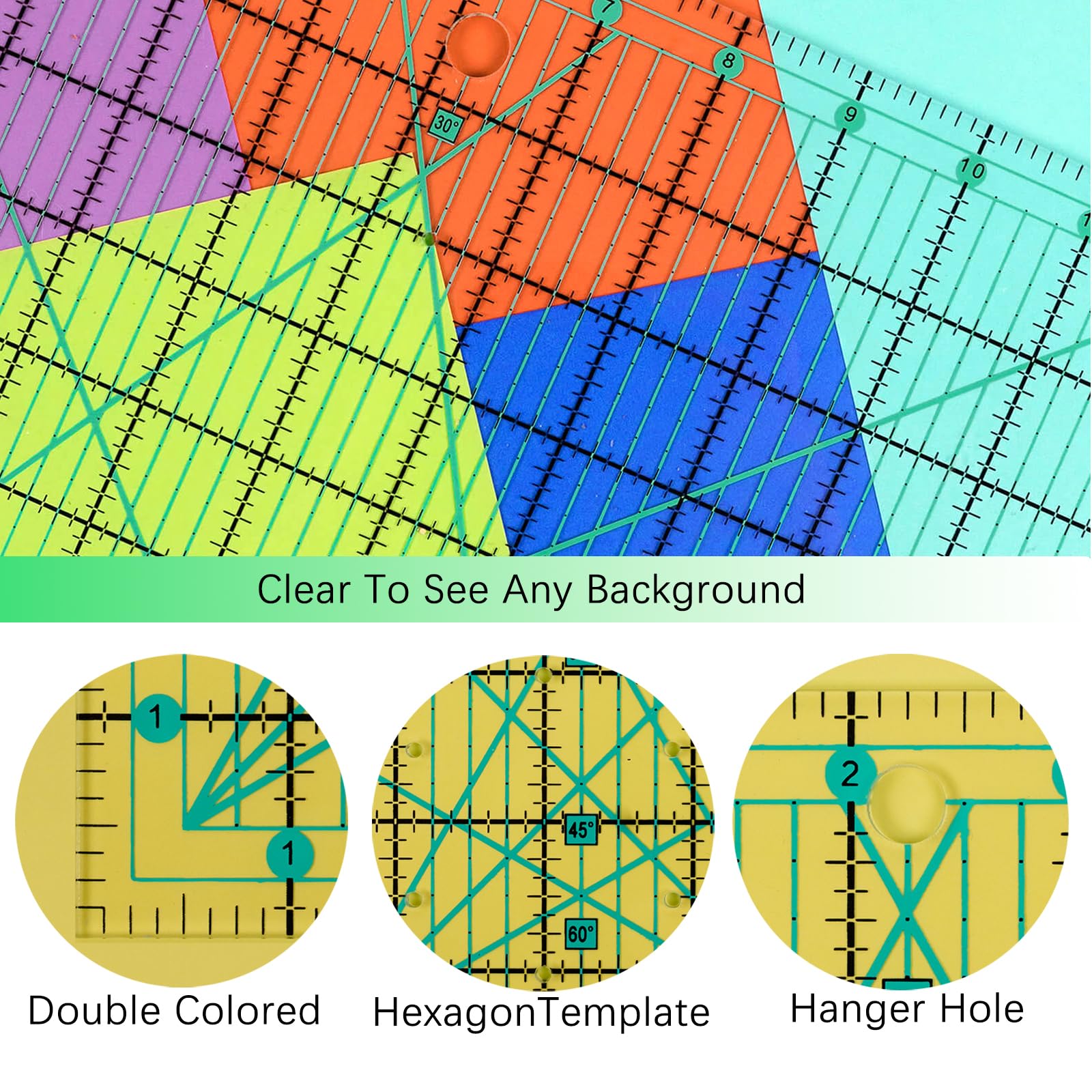 Snapklik.com : 4 Pack Quilting Rulers, Clear Acrylic Square Quilting ...