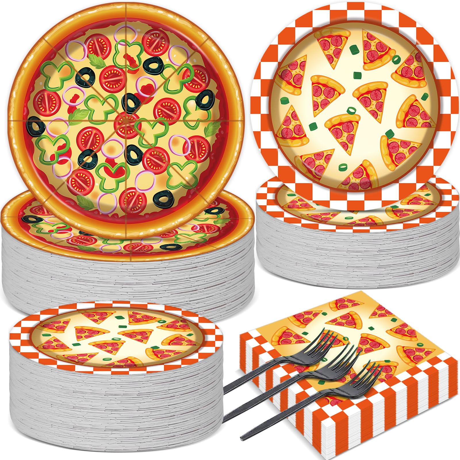Amazon.com: Qyeahkj 50 Guests Pizza Plates and Napkins Party Supplies ...
