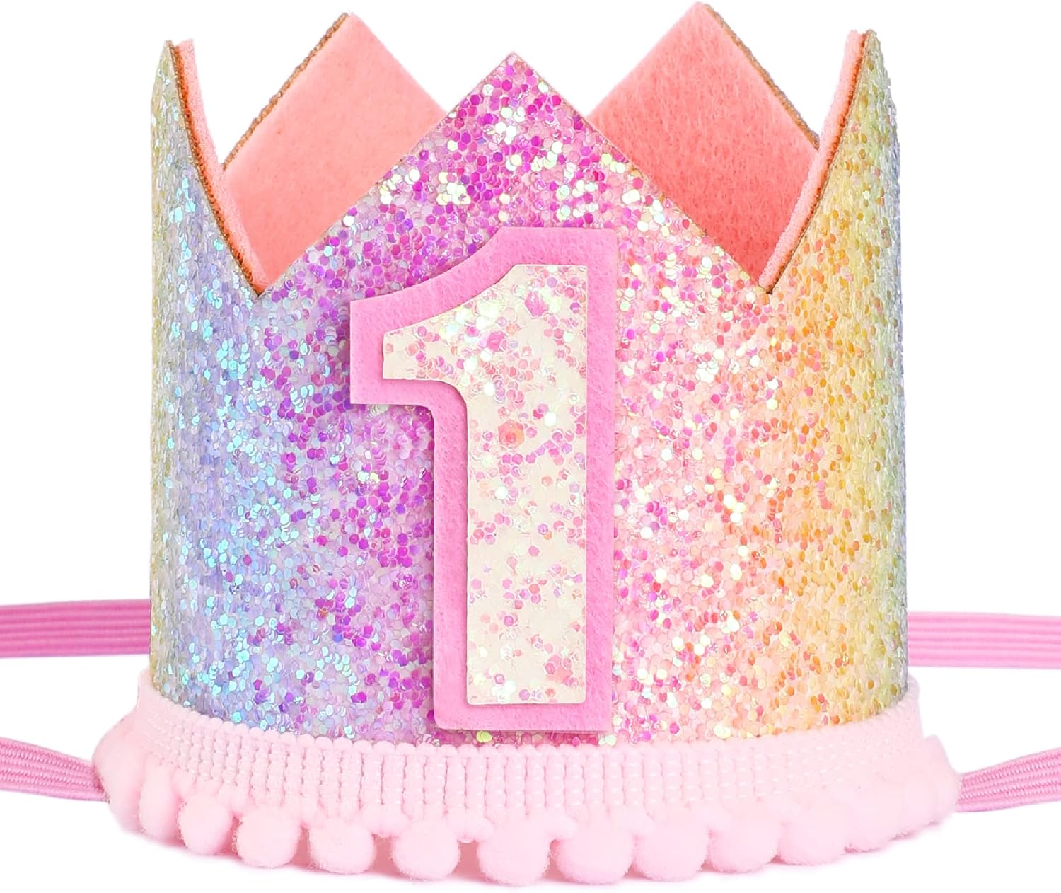 Amazon.com: BoKin Rainbow Gradient 1st Birthday Crown, Baby's First ...