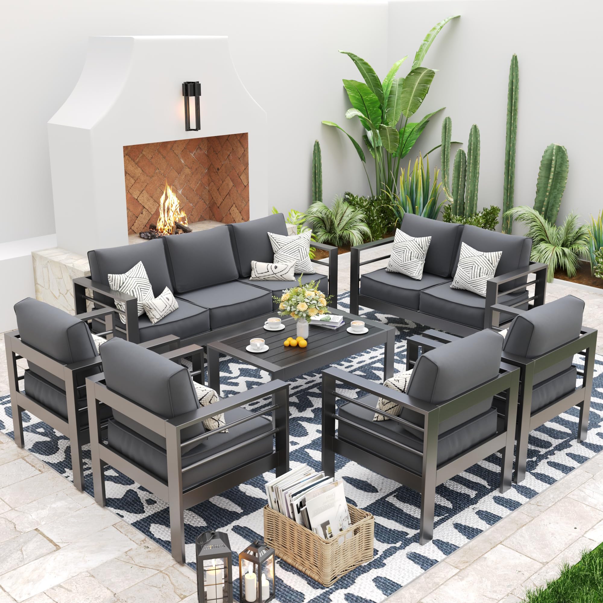 Amazon.com: UDPATIO 7 Pieces Aluminum Patio Furniture Set Oversized ...