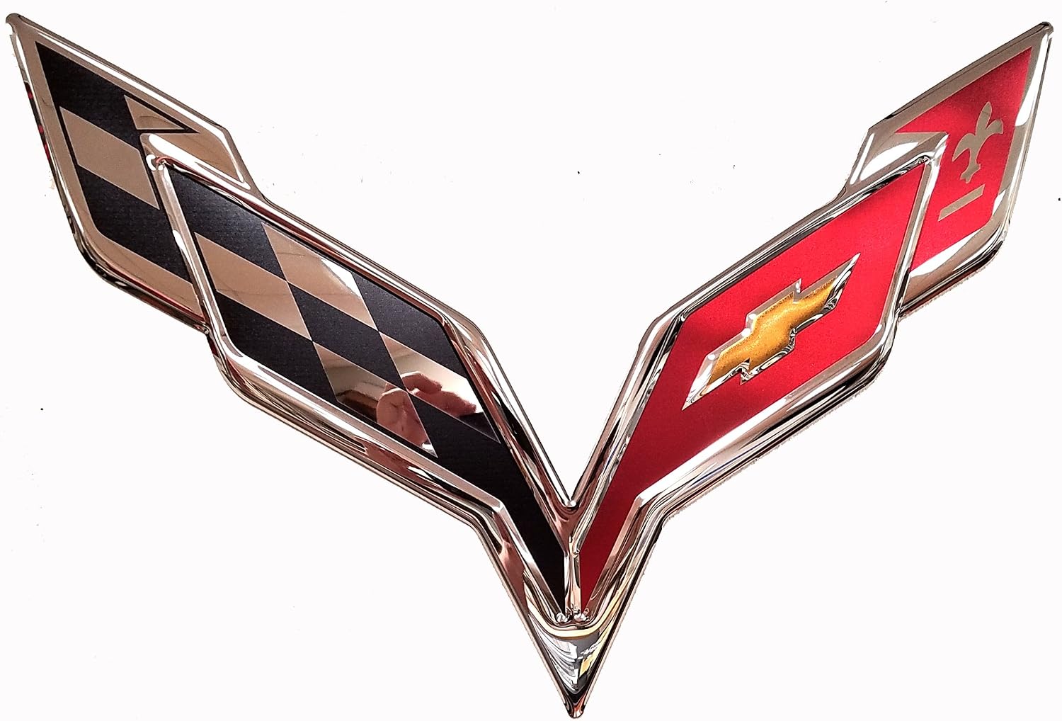 Amazon.com: Chrome Domz C7 Corvette Crossed Flags Sign 18 in x 22 in ...