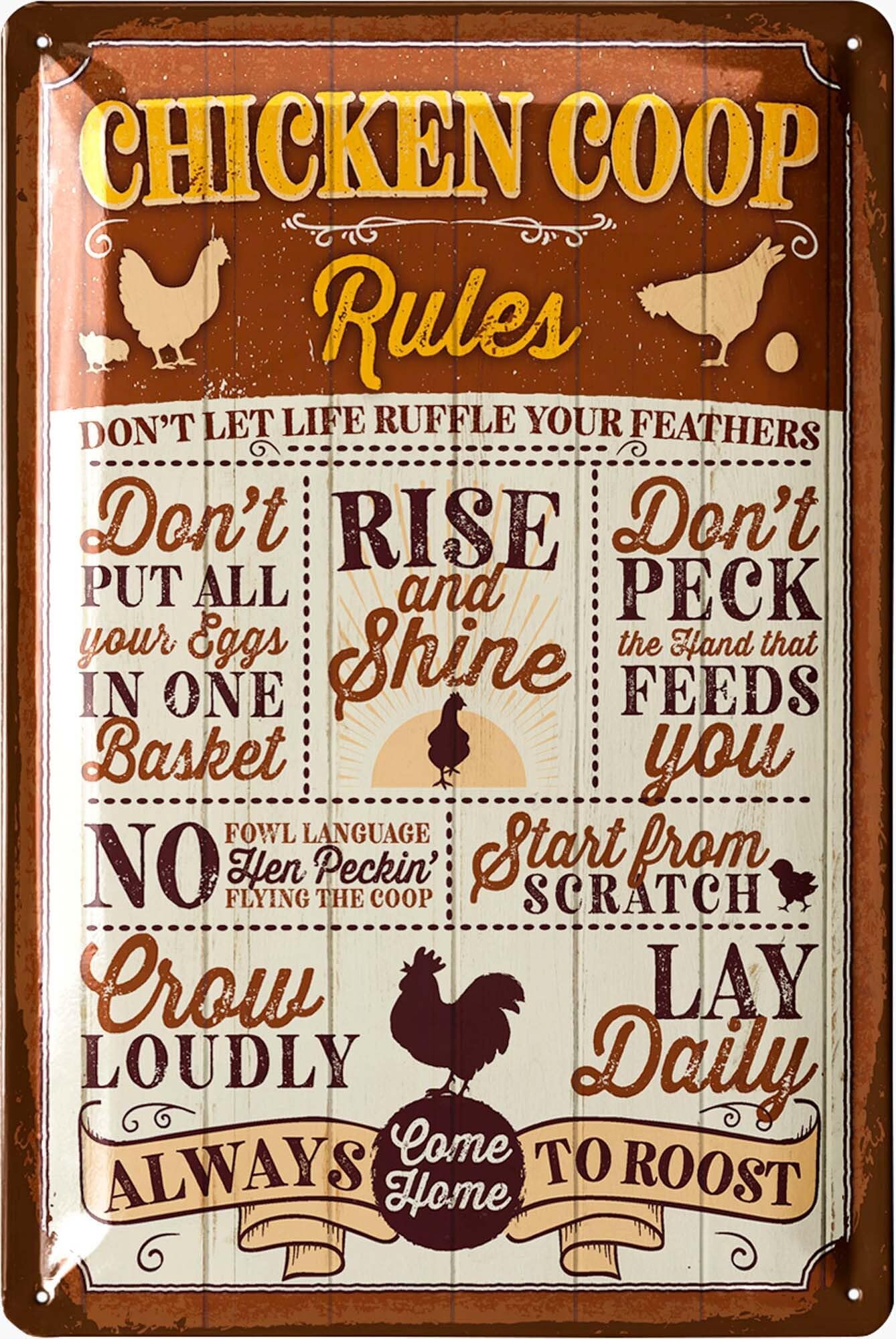 Amazon.com: ANJOOY Metal Tin Signs - Farm Fresh Eggs - Chicken Funny ...