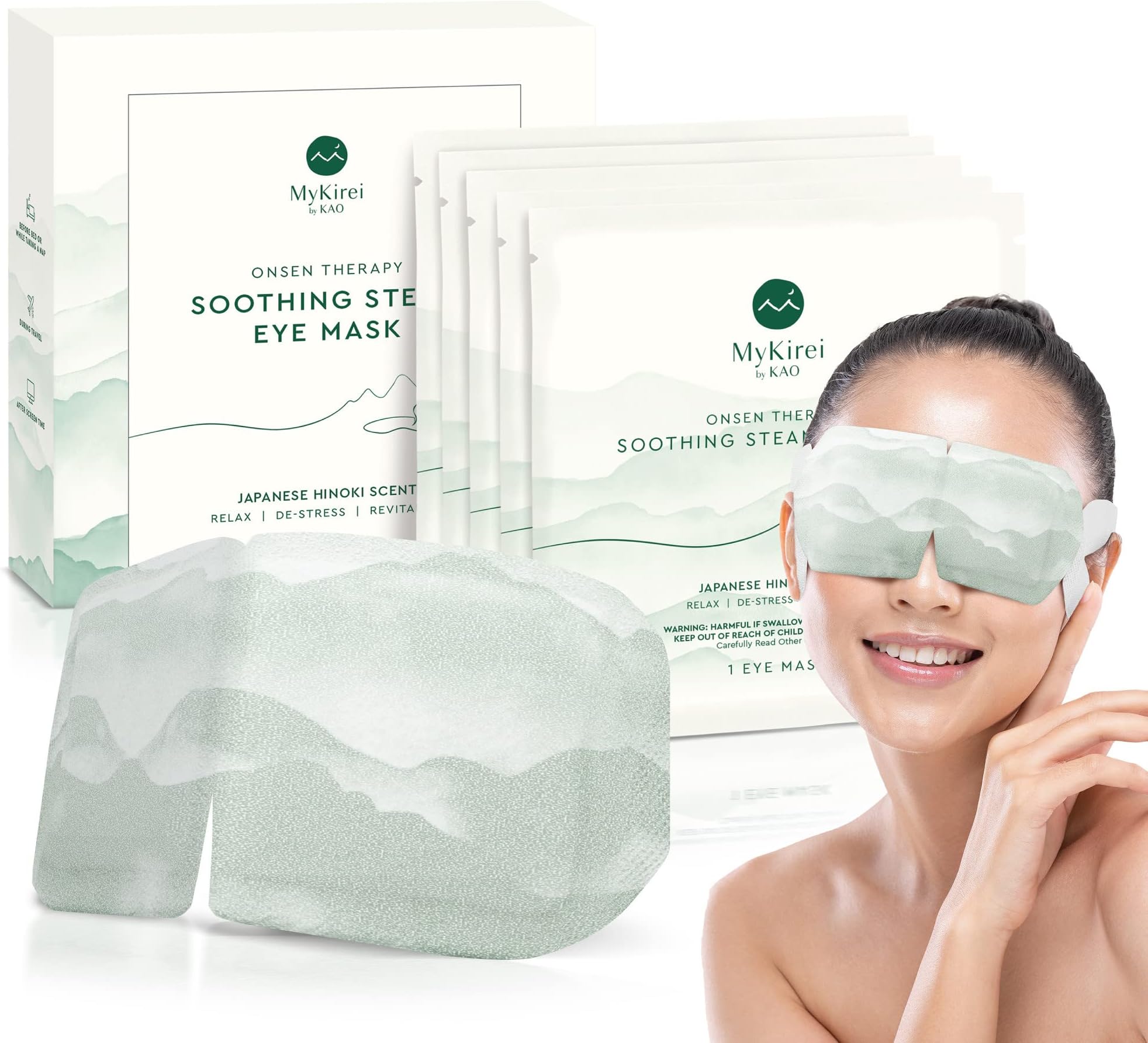 Amazon.com : MyKirei by KAO Onsen Therapy Soothing Steam Eye Mask, Self ...