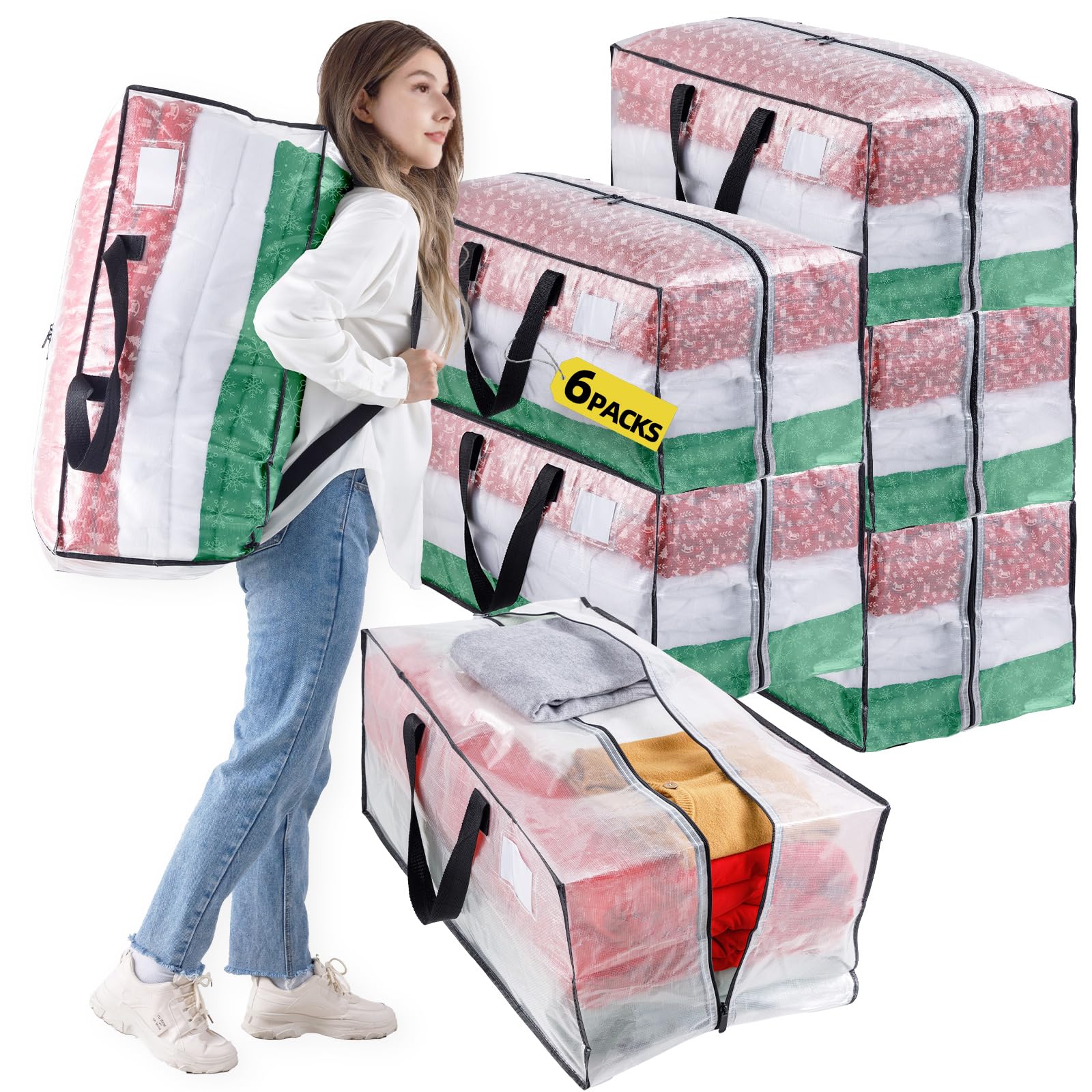 Amazon.com: TAILINK Clear 6 Packs Extra Large Moving Bags with Backpack ...