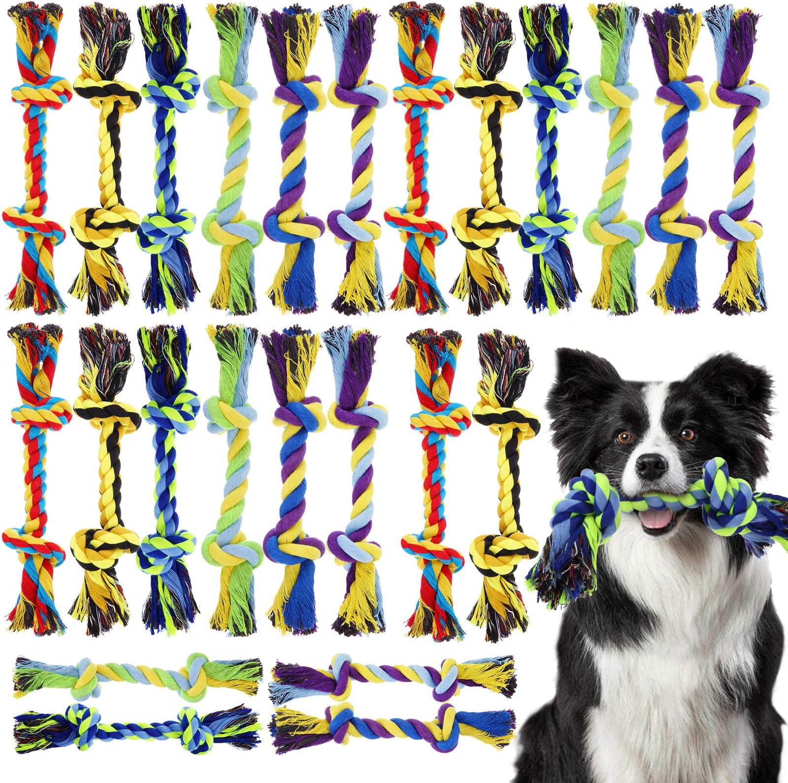 Pet Supplies : Glimin 24 Pack Large Dog Rope Toys 10 Inch Chew Toys ...