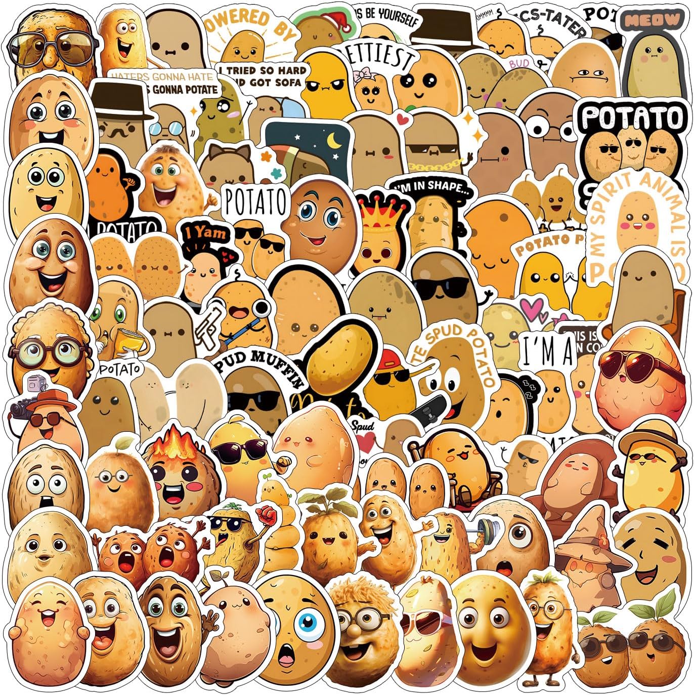 Amazon.com: 110PCS Potato Stickers Cartoon Food Positive Waterproof ...