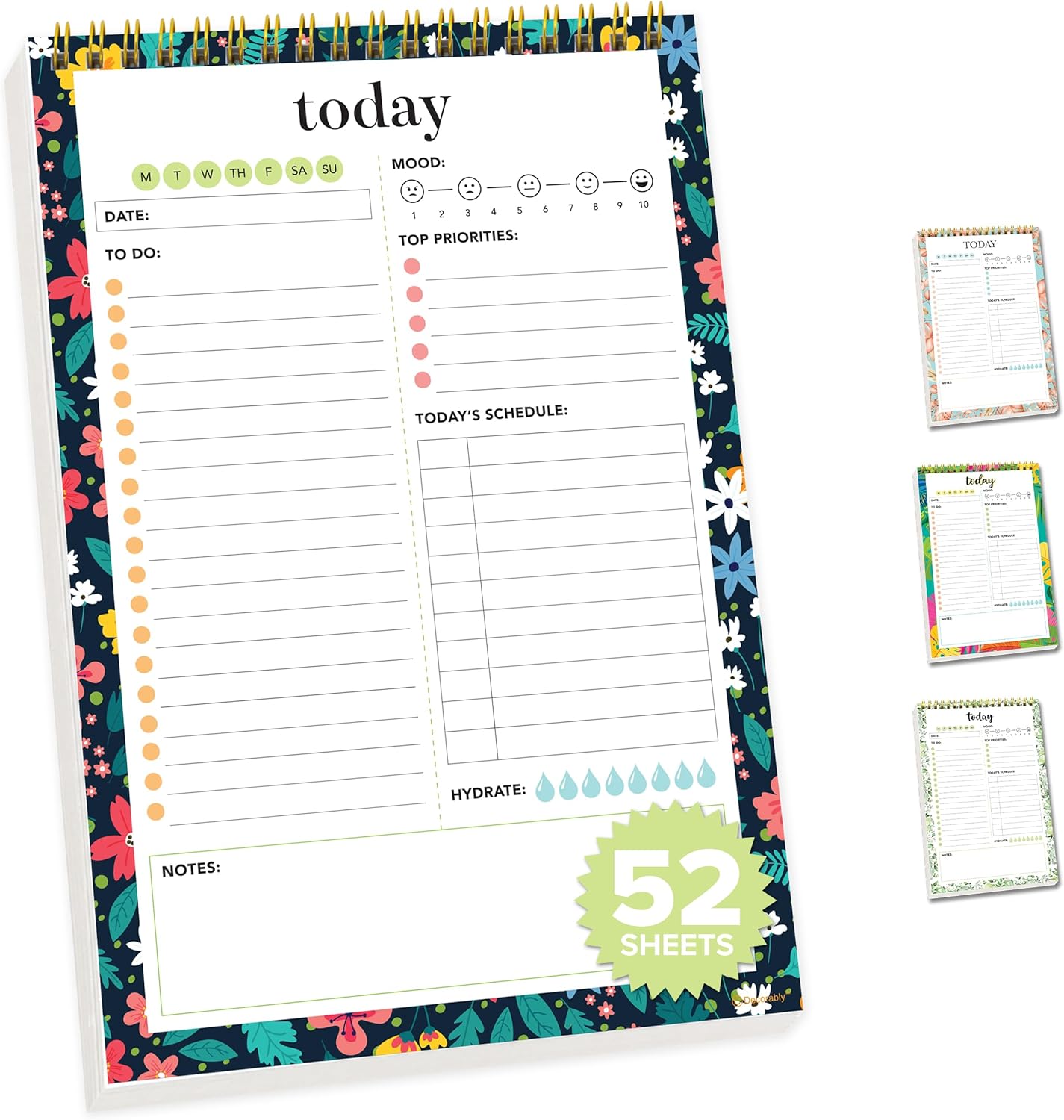 Amazon.com : Decorably Daily Planner Pad with Schedule, 52 Sheets ...