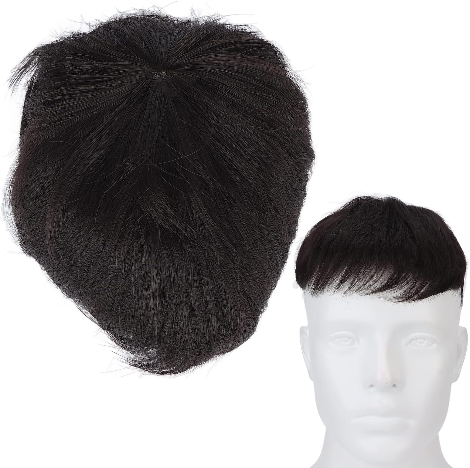 Amazon.com : WeKen Short Toupee for Men Hair Topper Wig Clip in Crown ...