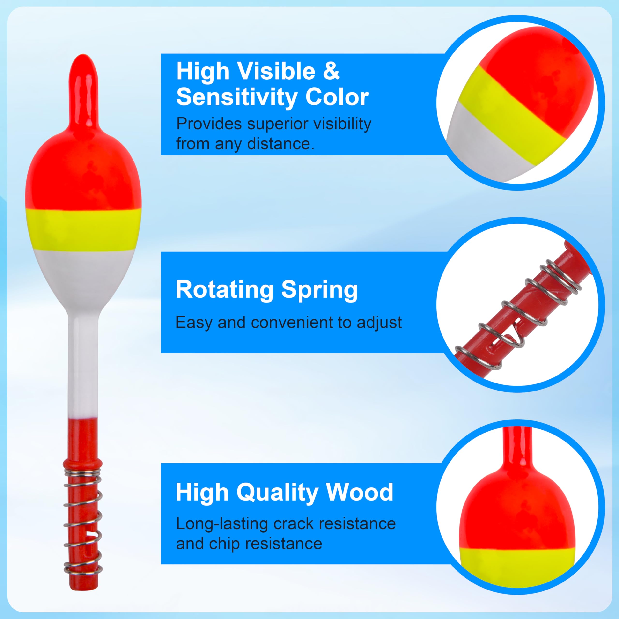 Snapklik.com : Wood Slip Bobbers Fishing Floats And Bobbers Spring Oval ...