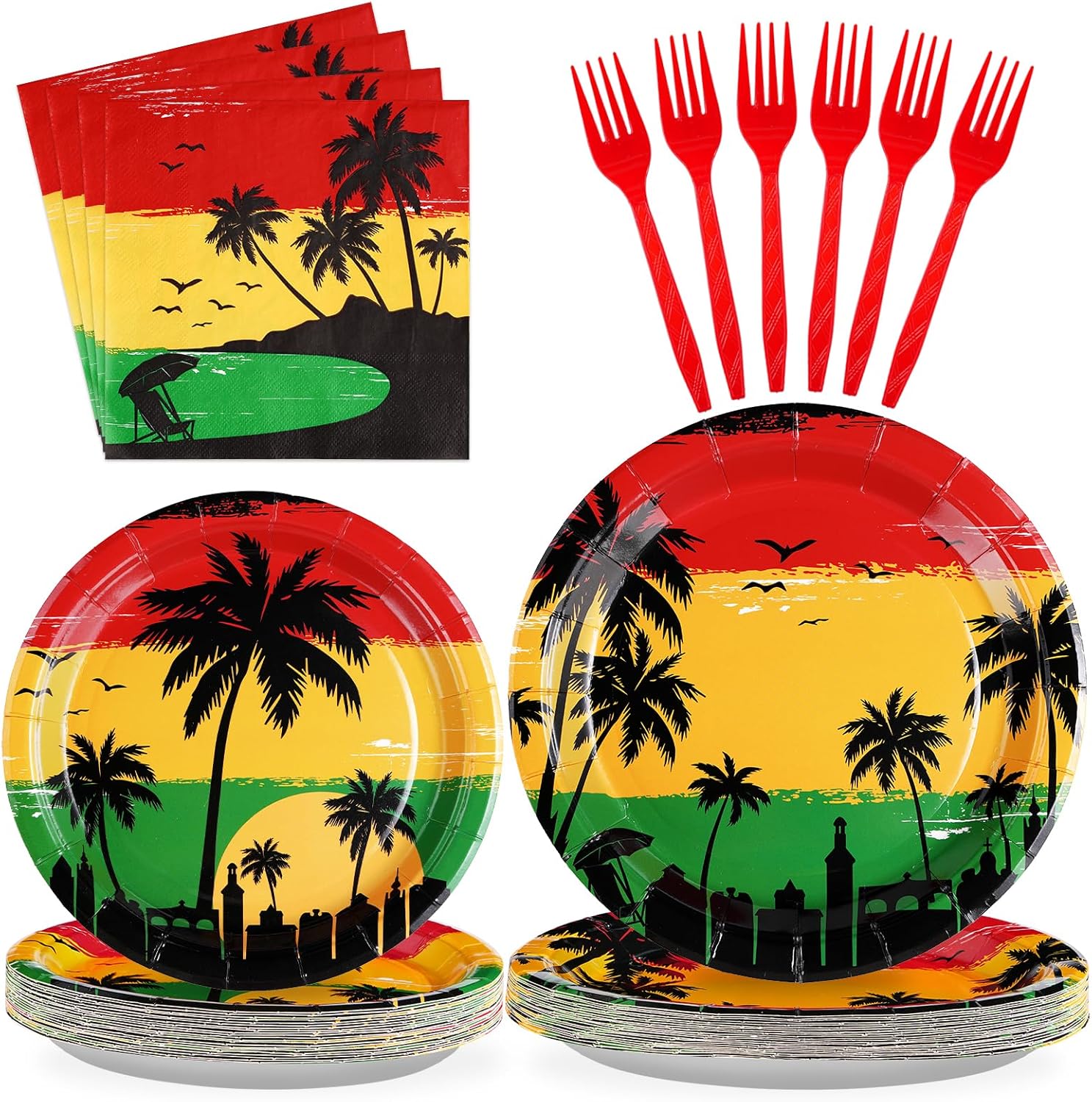 Amazon.com: 96Pcs Reggae Birthday Party Supplies Jamaican Rastafari ...