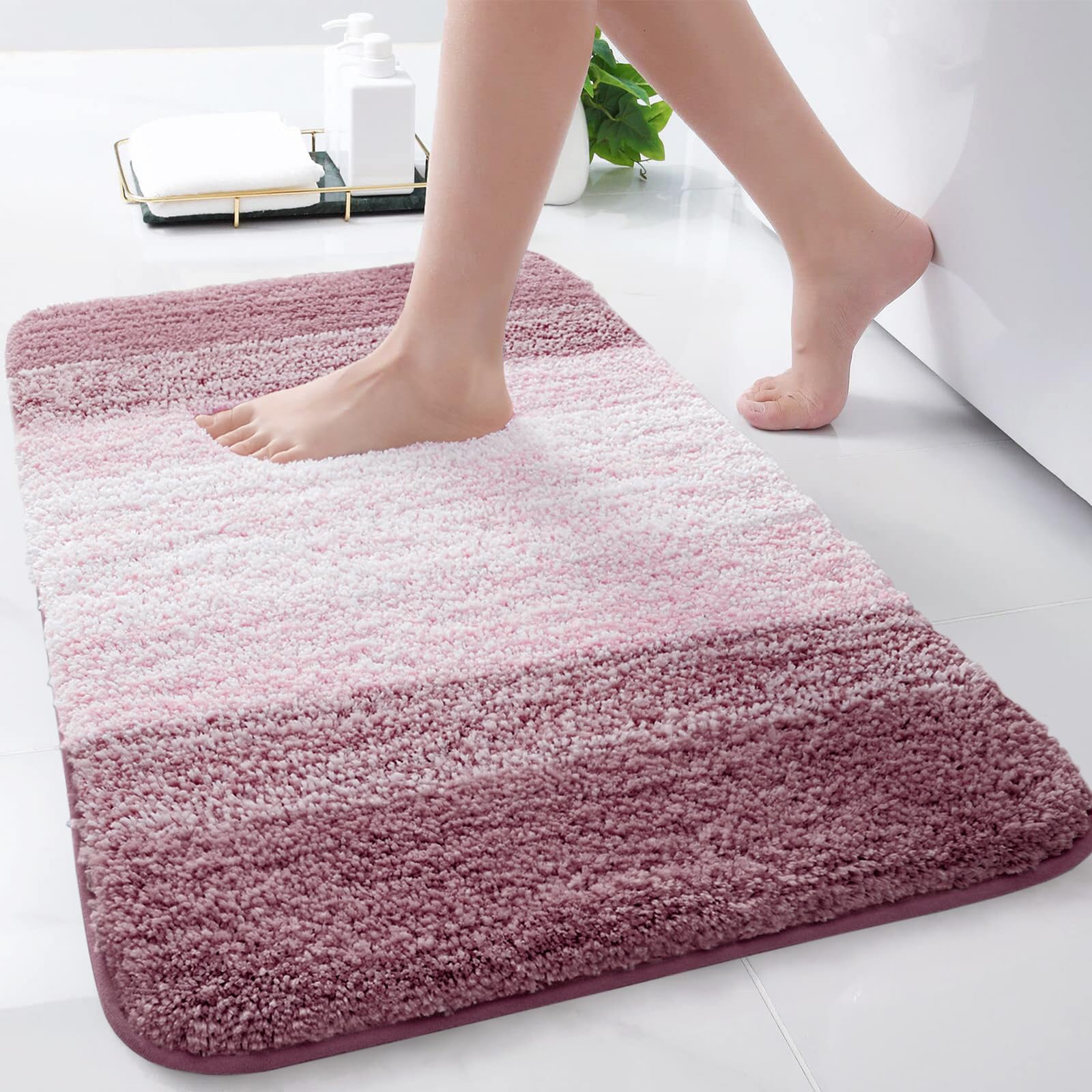Amazon.com: Arotive Microfiber Bathroom Rugs, Shaggy Soft and Absorbent ...