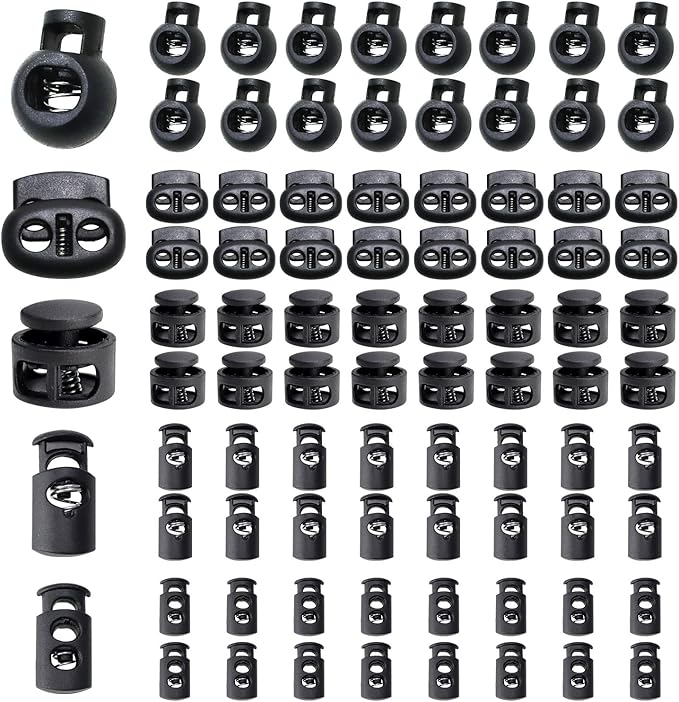 Rayong Toggles for Drawstrings 100 Pack Cord Locks Black Spring Loaded ...