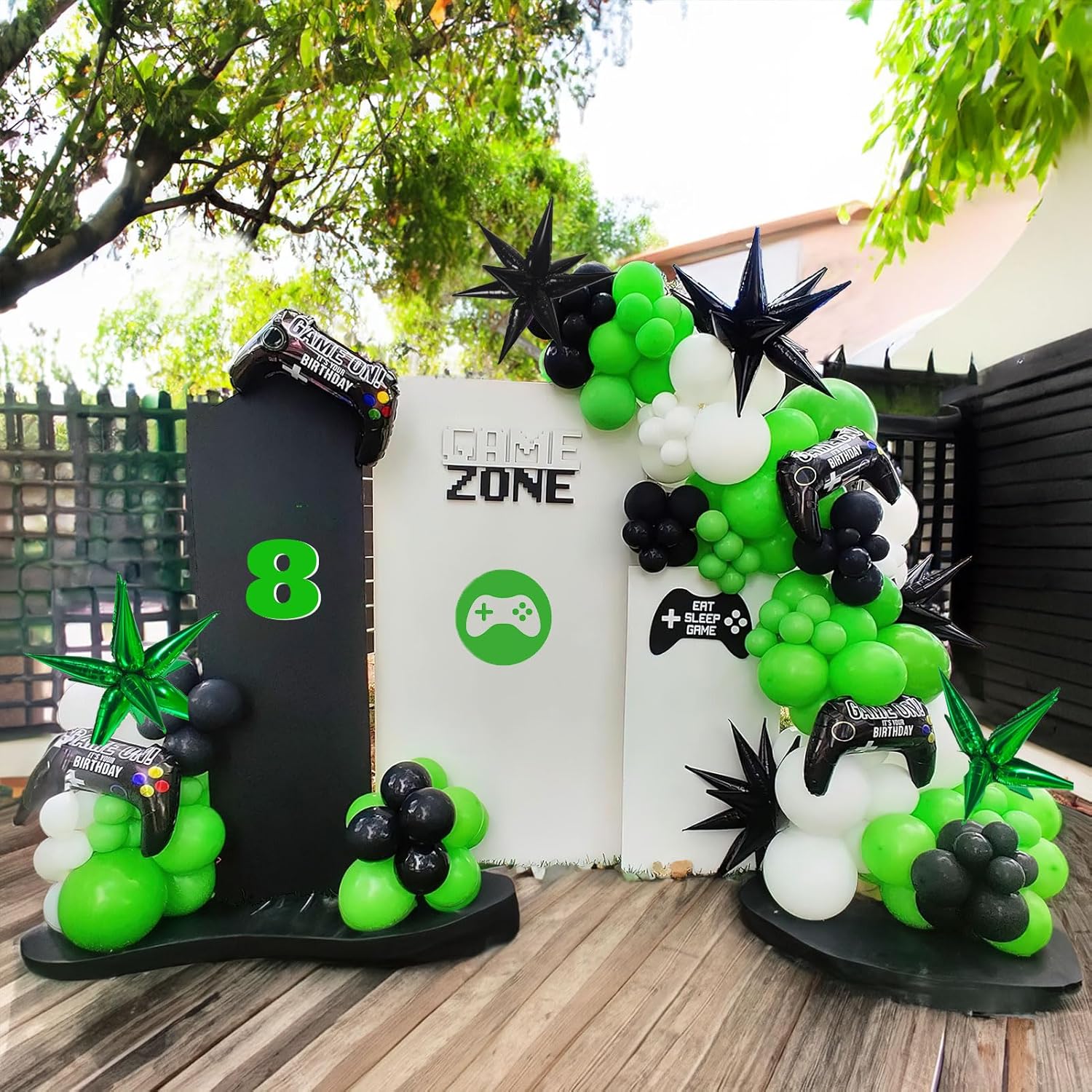 Amazon.com: KOZEE Green Black video game balloon garland arch kit with ...