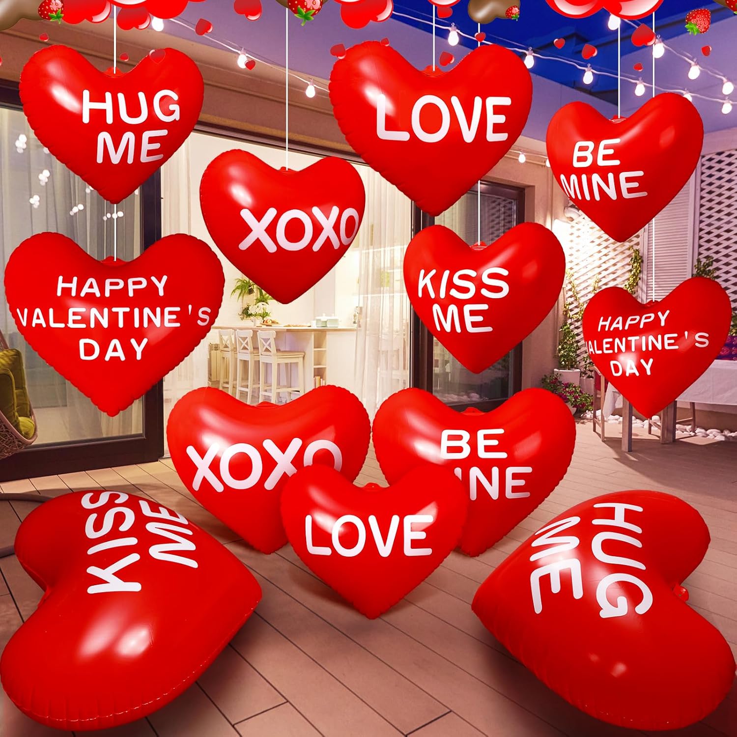 Amazon.com: Jetec 12 Pcs Giant Valentine's Day Inflatable Heart Blow up ...