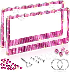Amazon.com: Car Bling License Plate Frame 2 Pack, Sparkly 2 Holes Acrylic Crystal Stainless ...