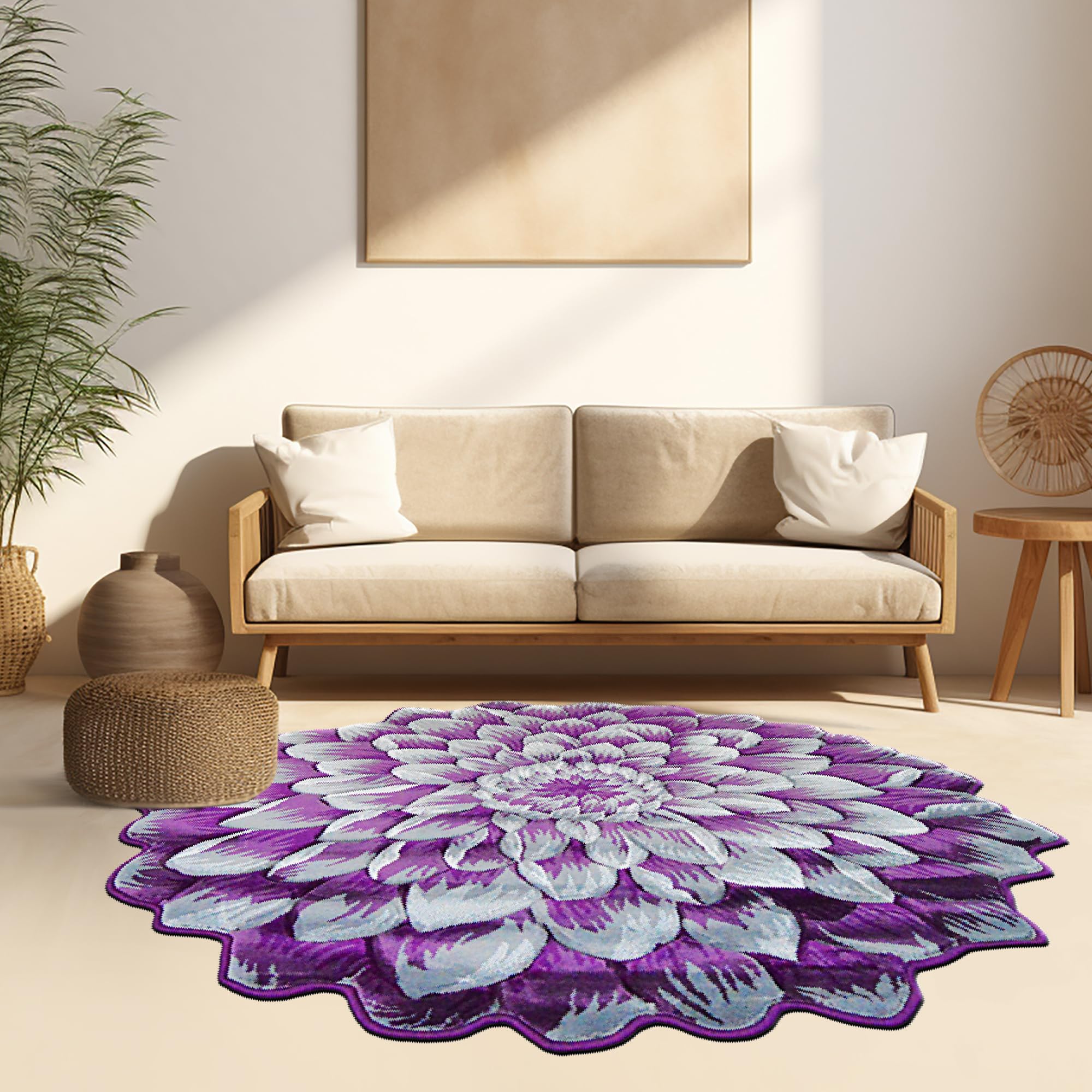 Amazon.com: Flower Rug 2ft Round Area Rugs Cute Plush Flower Shaped Rug ...