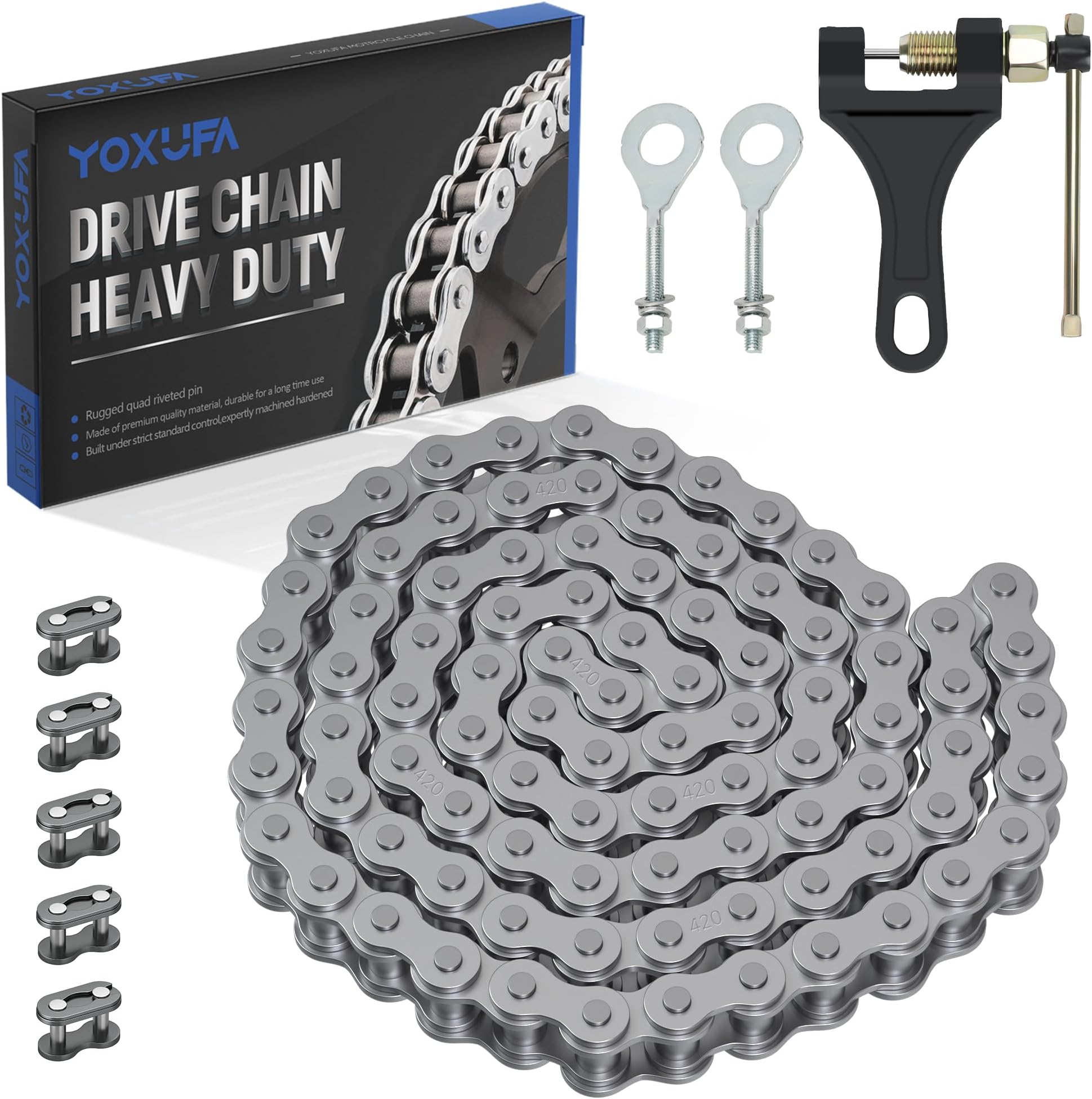 Amazon.com: YOXUFA 420 Chain with Mini Bike Chain Breaker Replacement ...