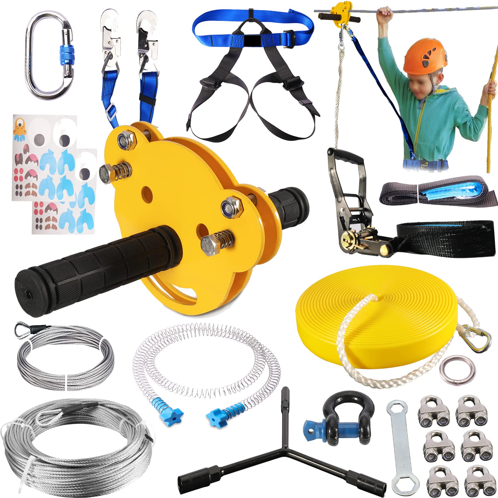 Nereus 150ft Zipline Kits For Backyard With Bear Shaped Steel ...