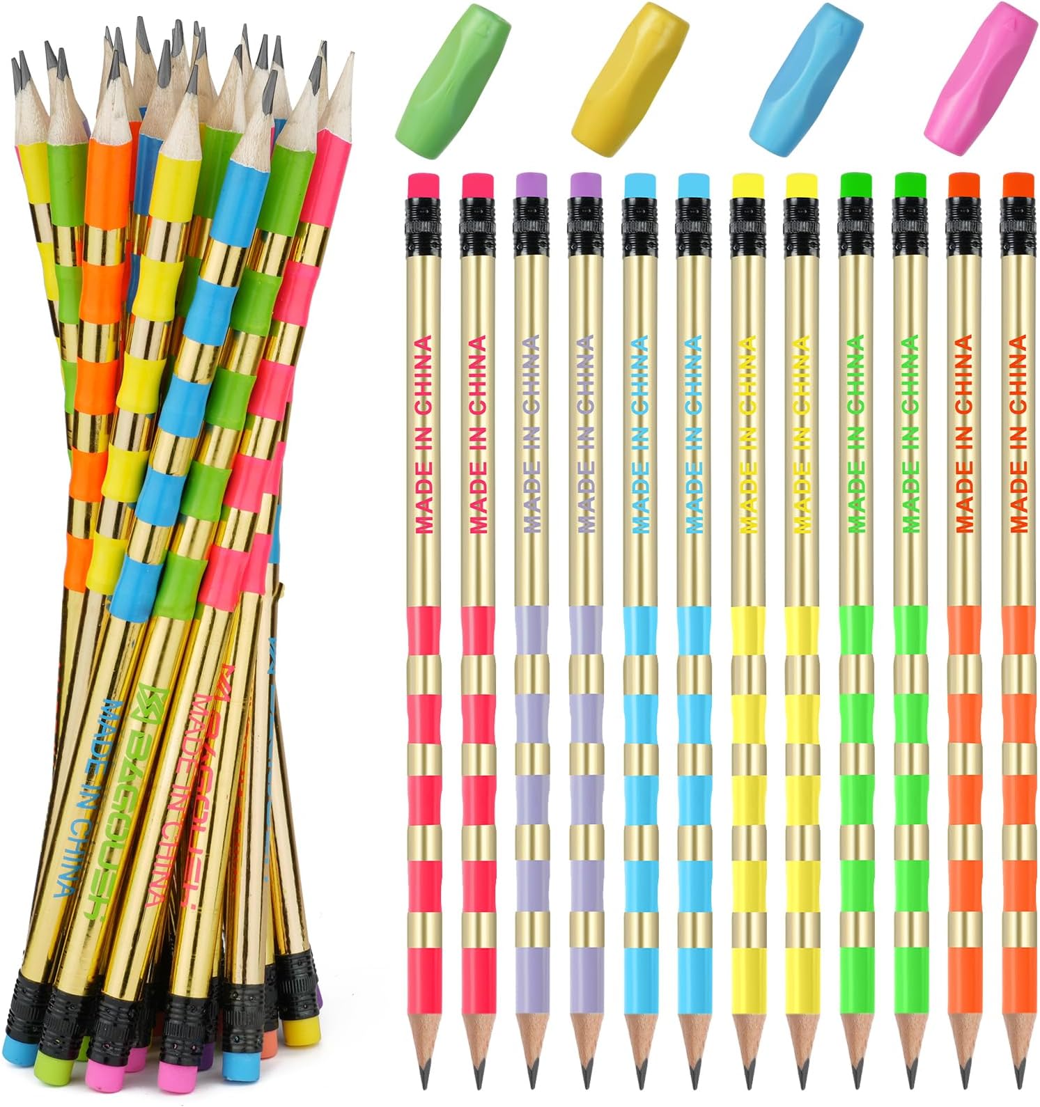 OFFCUP HB Pencils, 12pcs Pencils with Rubbers, Presharpened Pencil ...