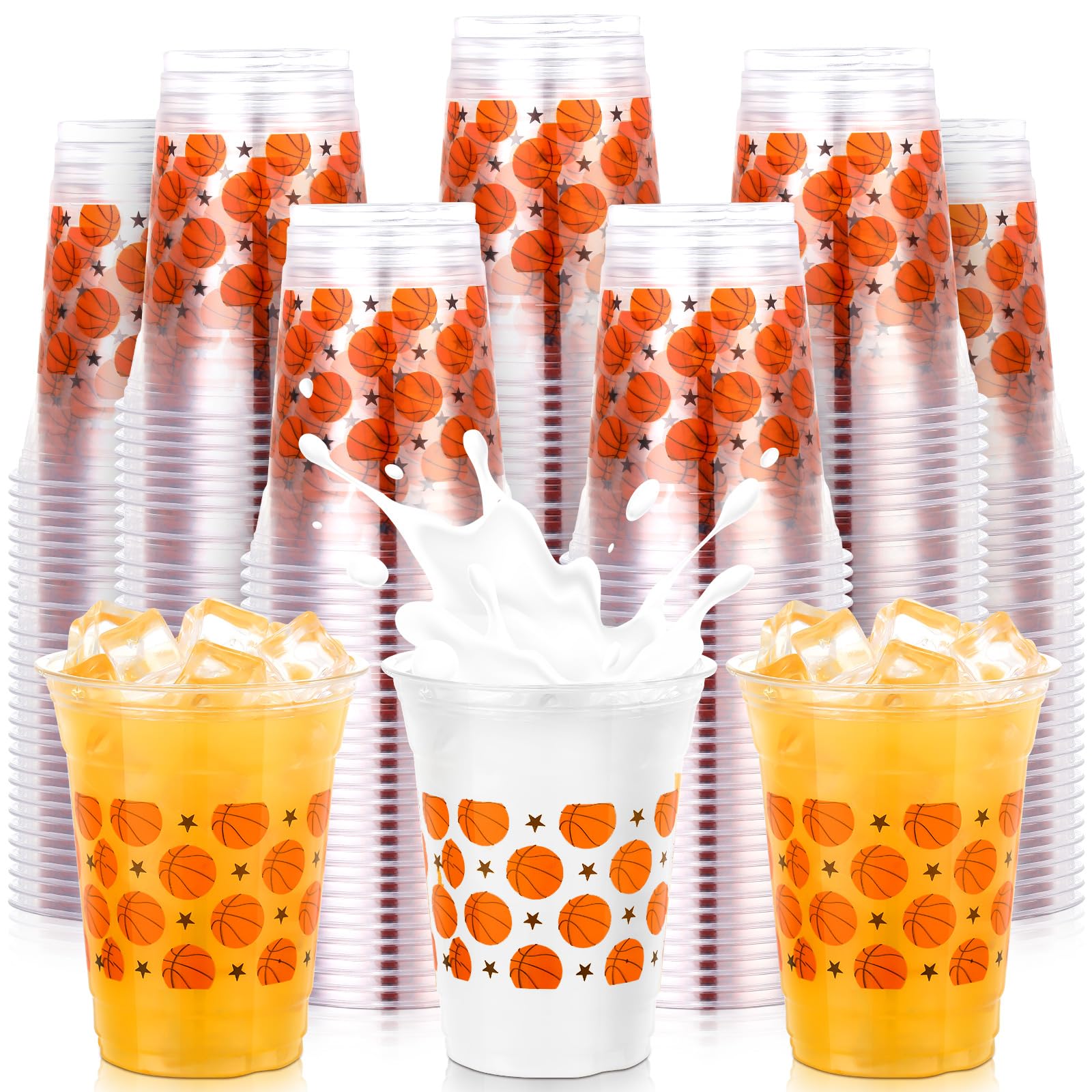 meekoo 100 Pcs 12 oz Basketball Cups Disposable Plastic Cups Basketball ...