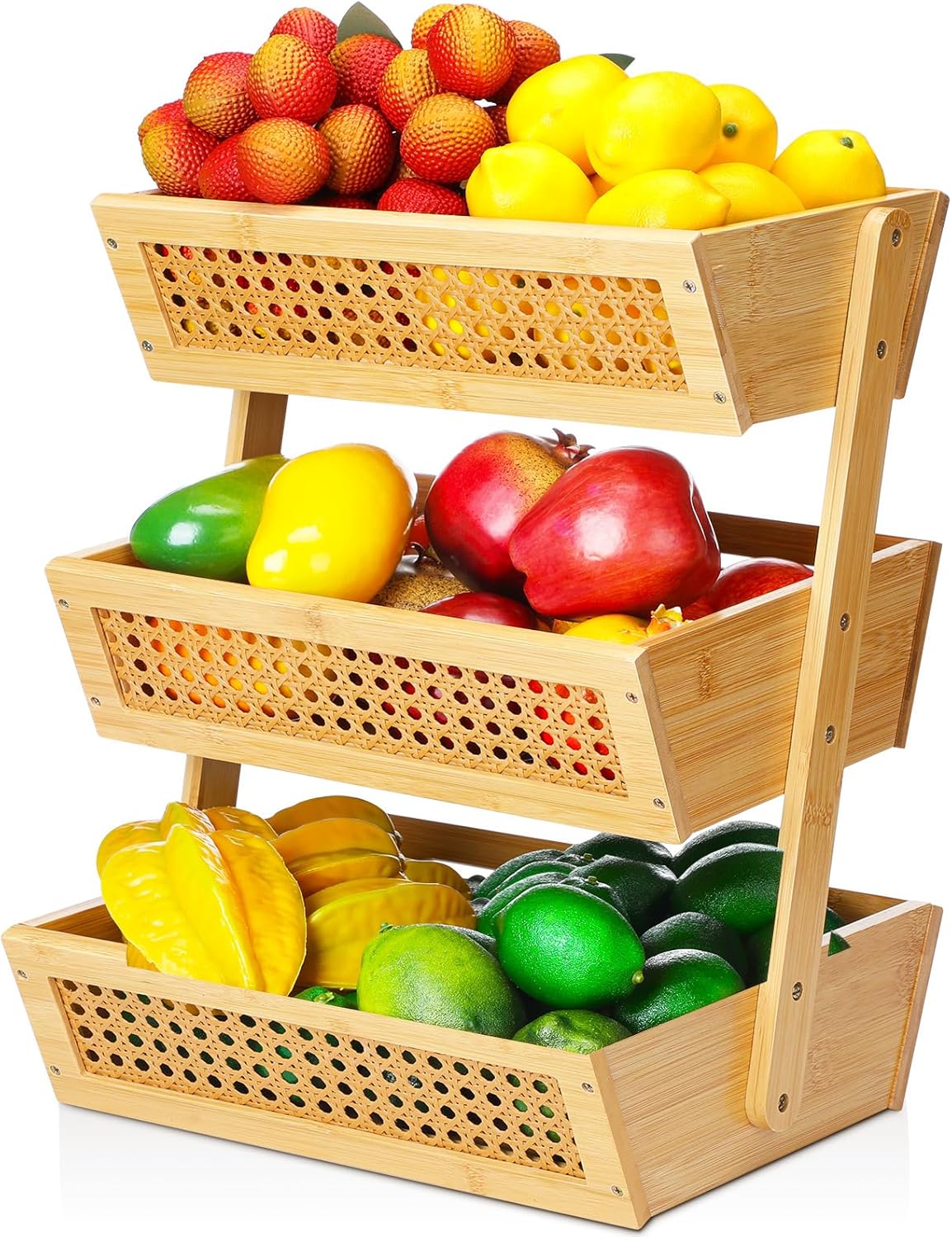 Amazon.com: Newtay 3 Tier Bamboo Fruit Basket Stand for Kitchen ...