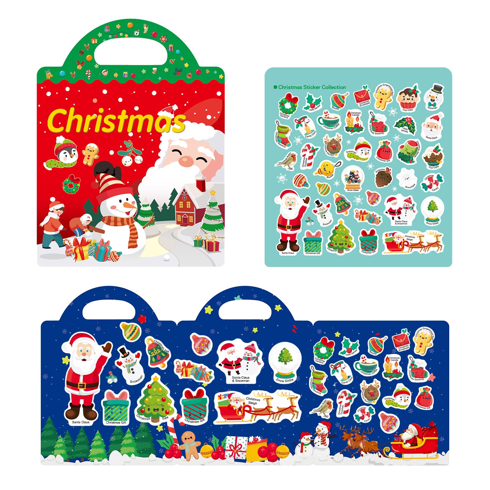 SYCARON Christmas Reusable Sticker Book for Kids, Travel Sticker Books ...
