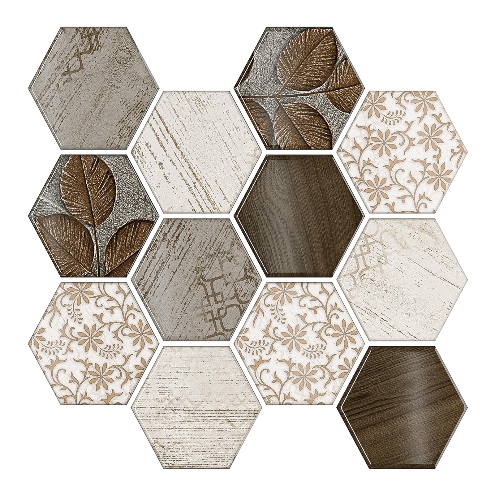 VEELIKE Boho Hexagon Peel and Stick Backsplash Tile Decals 6-Sheets ...
