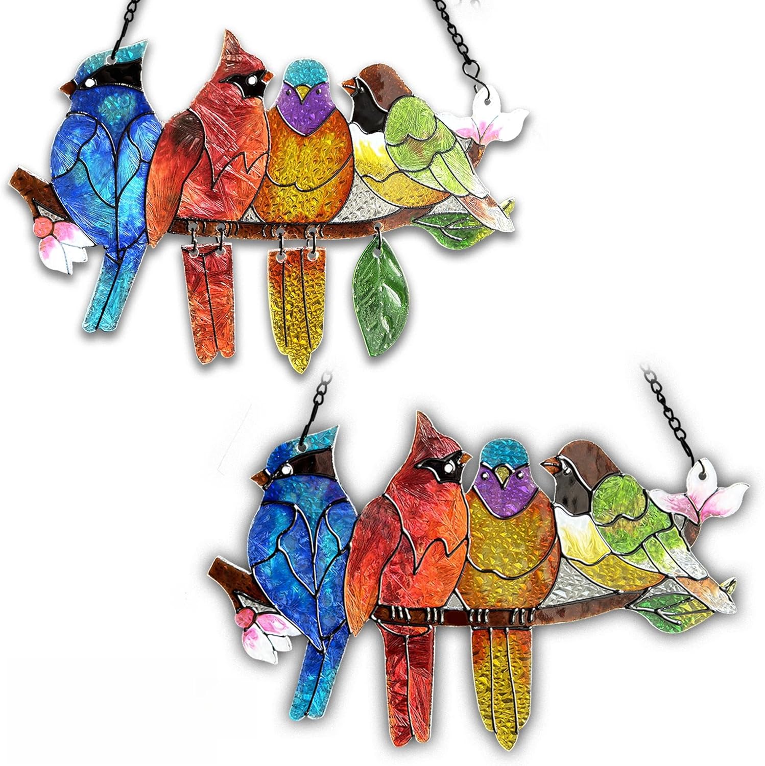 Amazon.com: DASTOLL 2 Pack Stained Glass Window Hanging - Hummingbird Decorations Suncatcher ...