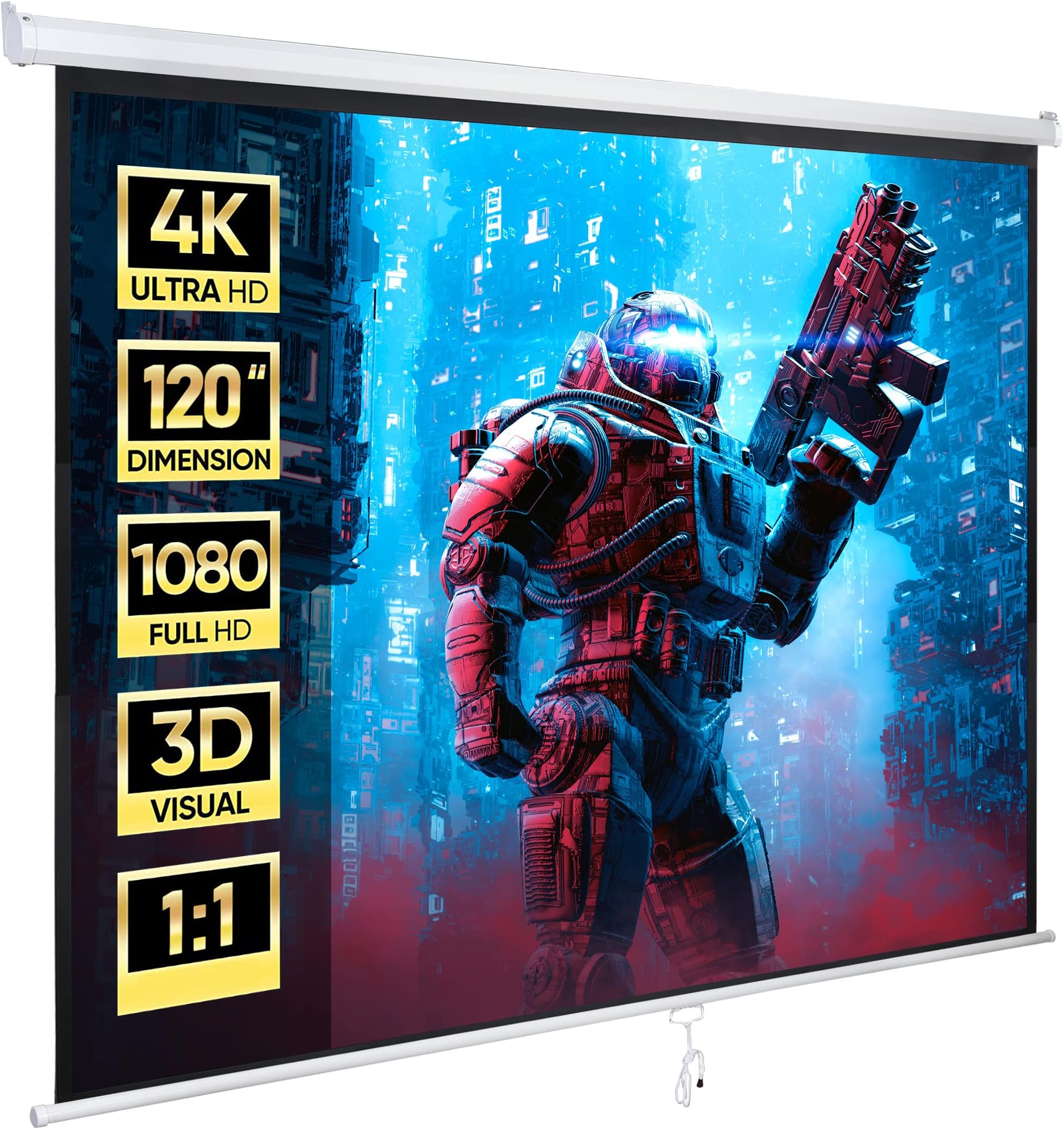 Amazon.com: ZENY Portable Projector Screen Pull Down, 120 Inch 1:1 ...