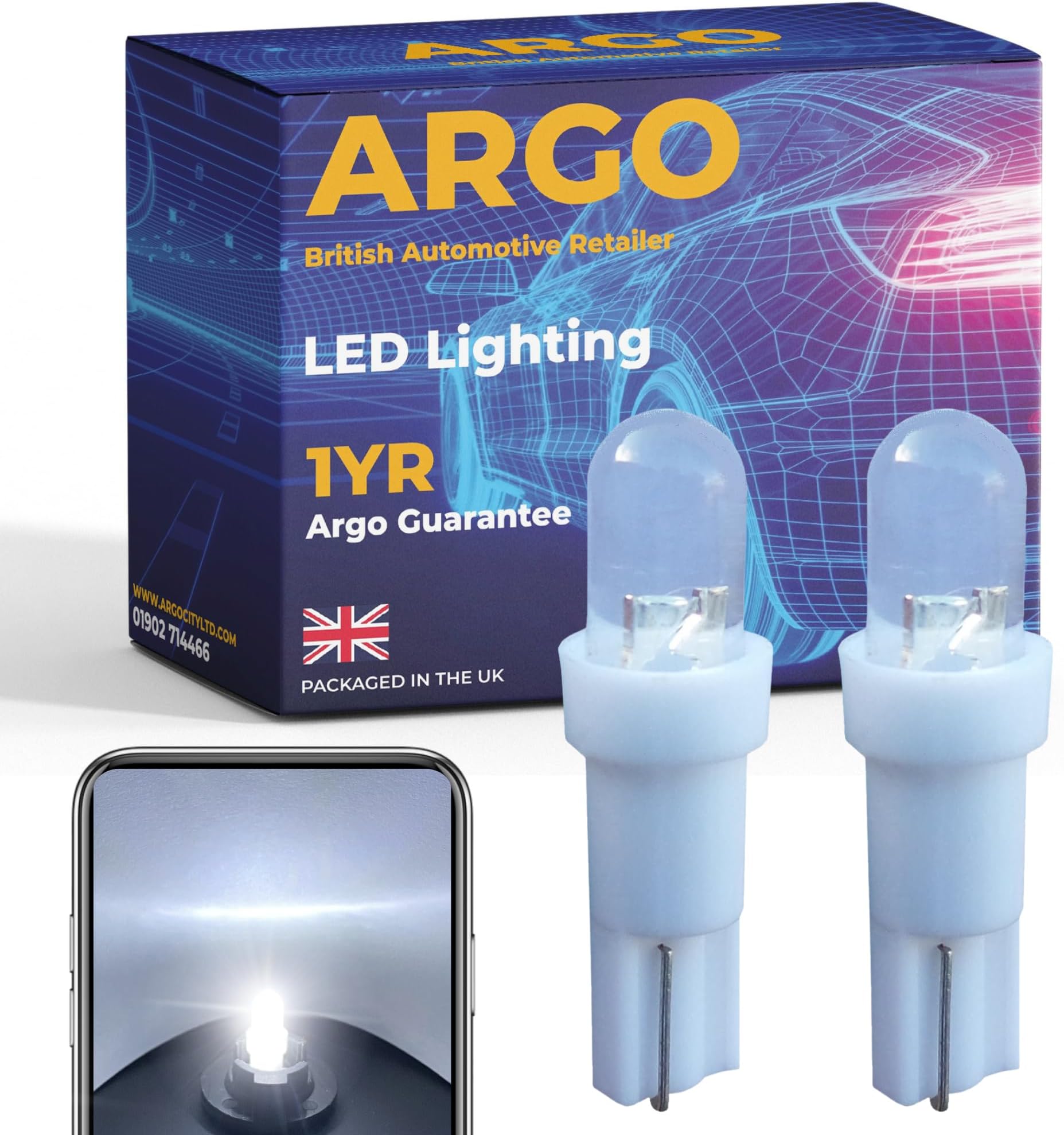 Argo T5 Bulb Led 286 White Dashboard Bulbs 12v Instrument Dash Panel ...