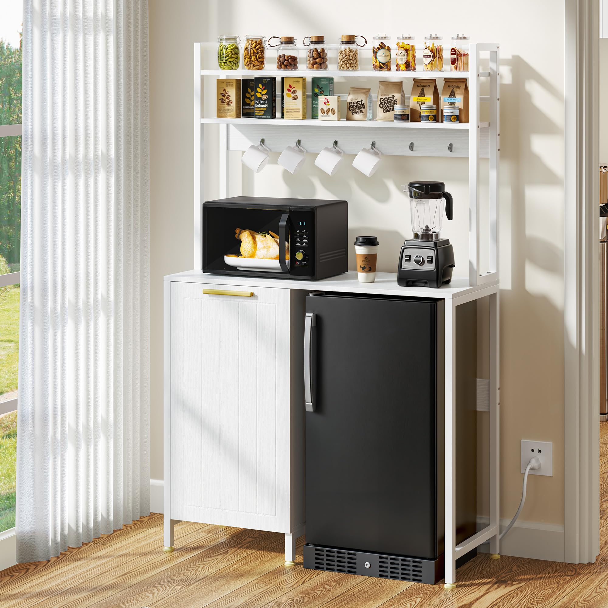 Amazon.com - DWVO Mini Fridge Stand with Trash Can Storage Kitchen ...
