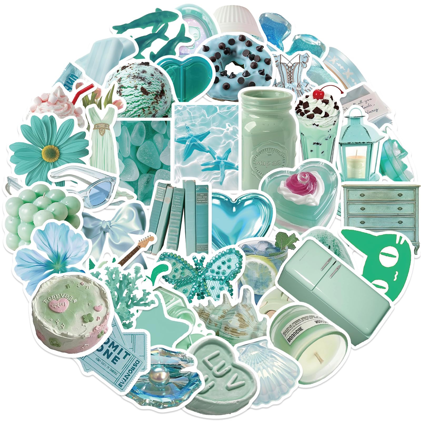 Amazon.com: 50PCS Cute Mint Green Stickers for Kids - Aesthetic Kawaii ...