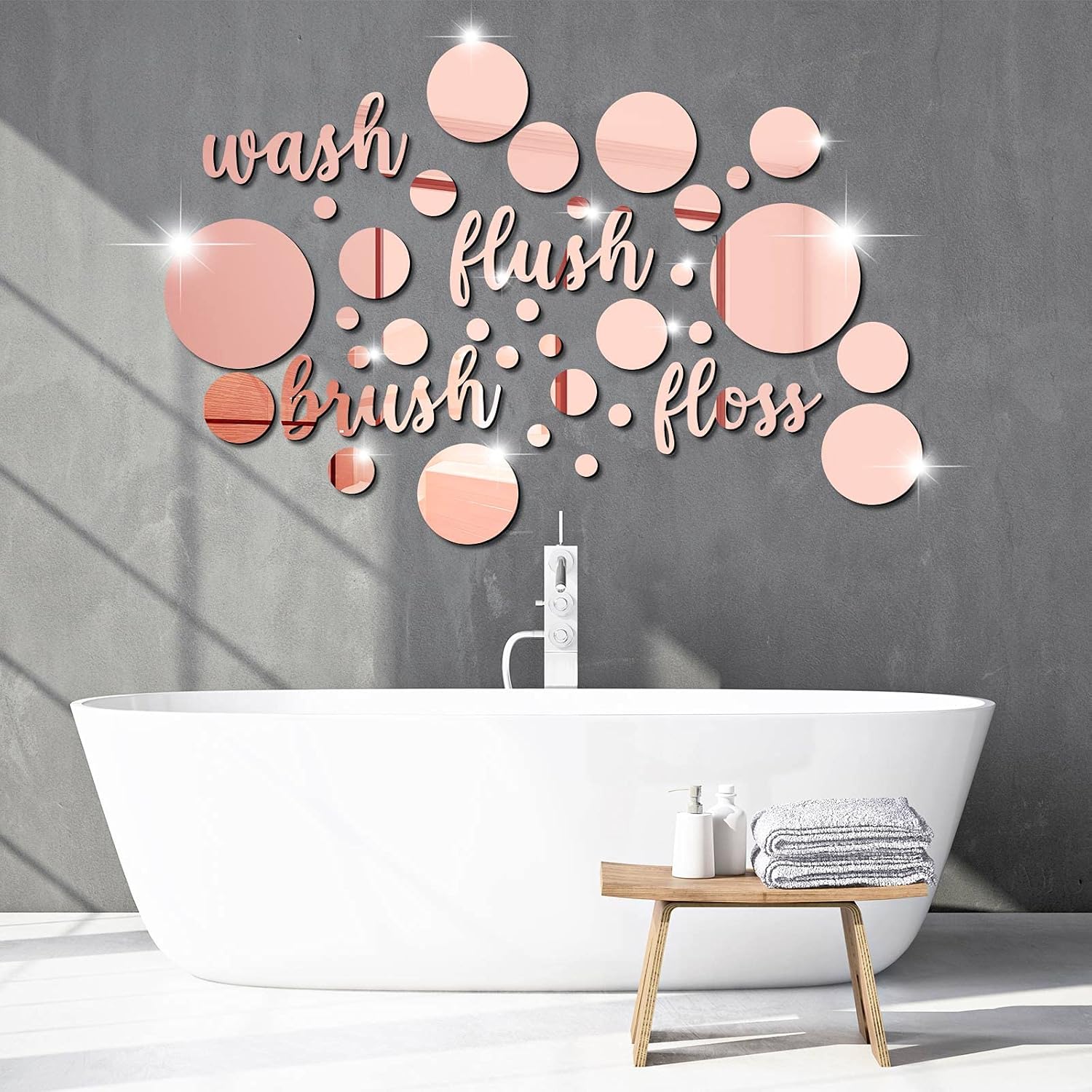 Amazon.com: Nuanchu 30 Pcs Bathroom Wall Decals Brush Wash Flush Floss ...