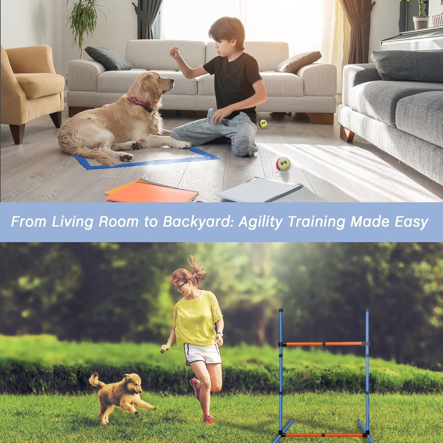 PLKO Dog Agility Equipment Set, Training Starter Kit Dog Obstacle ...