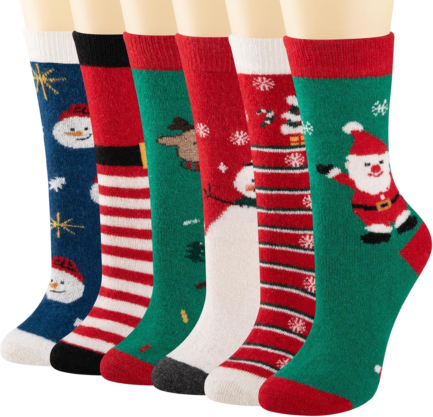Amazon.com: eallco Christmas Socks for Women Funny Cute Wool Socks Crew ...