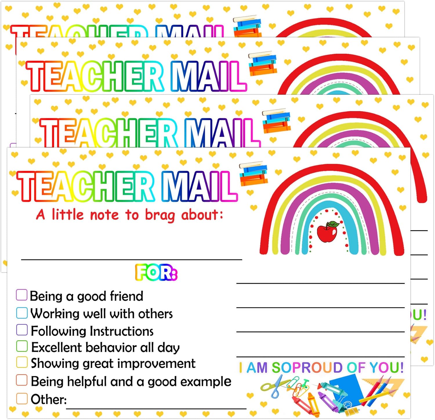 Amazon.com : Rainbow Happy Mail Teacher Notes to Parents Classroom Good ...