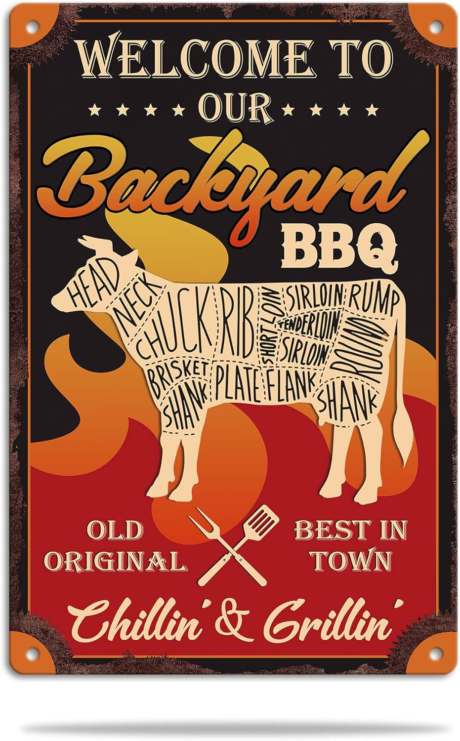 Amazon.com : MUCHNEE BBQ Welcome Sign Printed Metal Sign, Barbecue ...