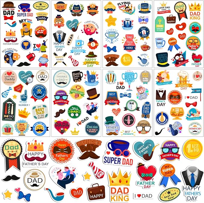 Amazon.com: Happy Fathers Day Stickers, 16 Sheet Cute Dad Stickers for ...